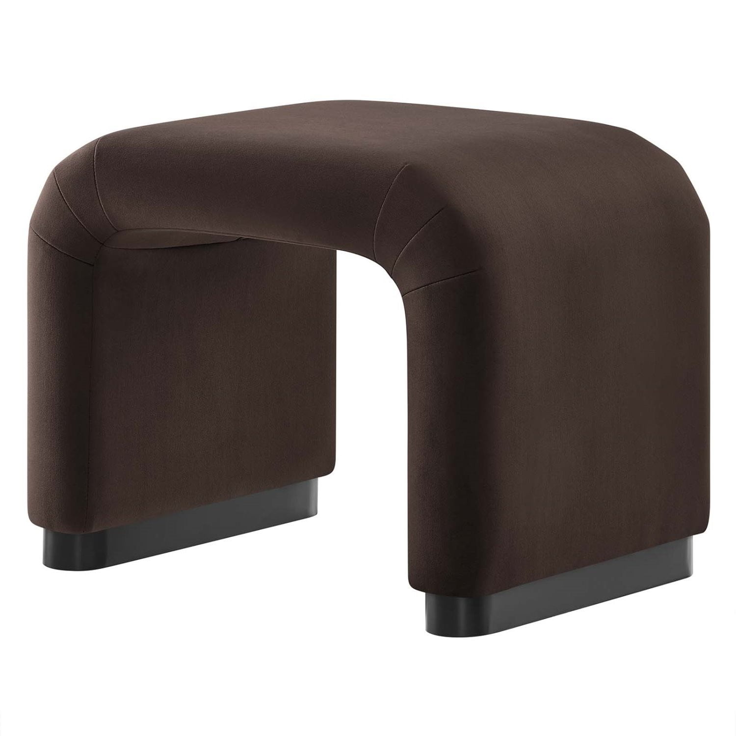 Accent Stool Chair Ottoman, Dark Brown, Velvet, Living Kitchen Cafe ...