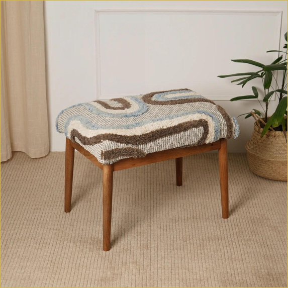 Accent Stools Set of 2 | Tufted Fabric | Durable Wooden Legs | Living ...