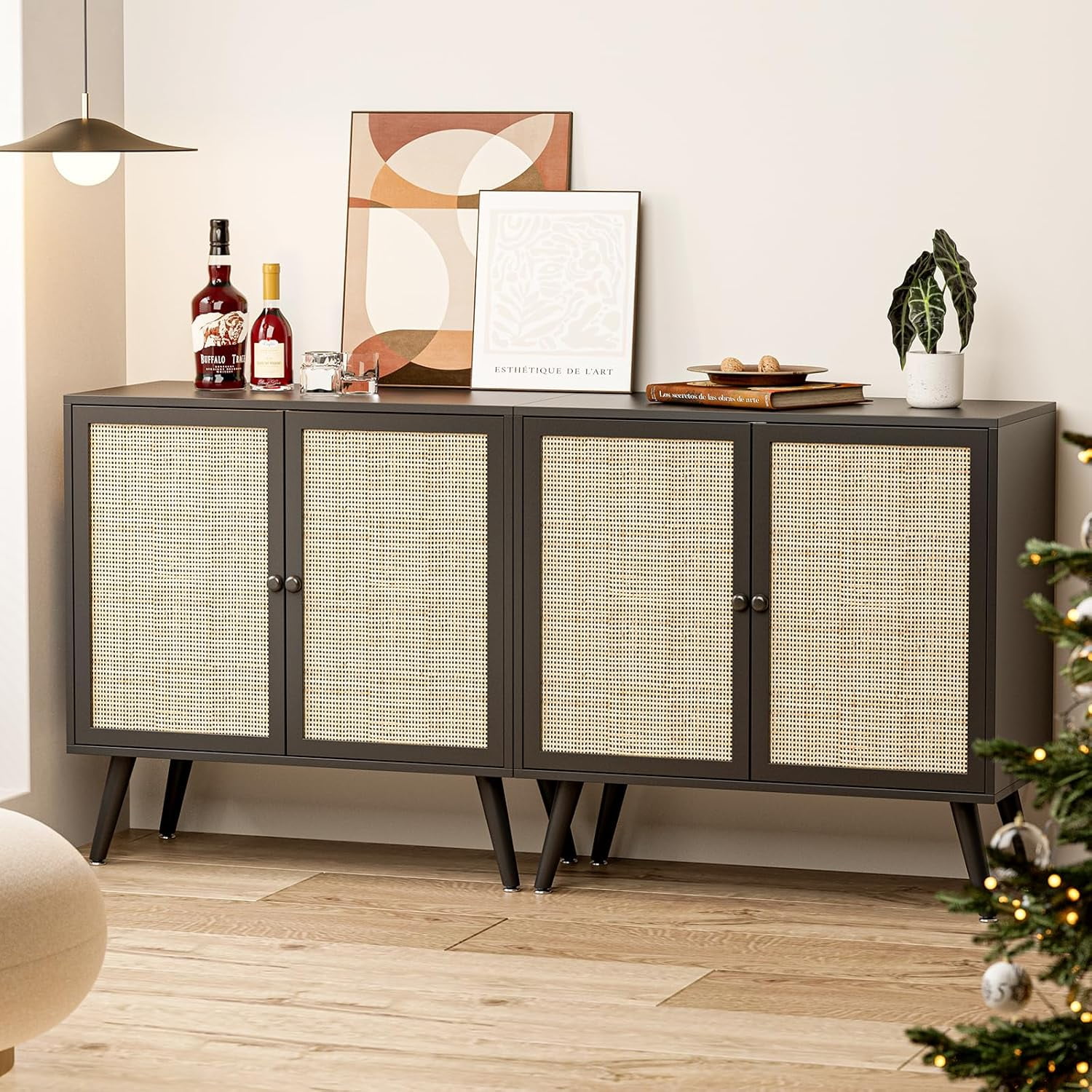 Accent Storage Cabinet 49IN Tall Buffet Sideboard with Countertop ...