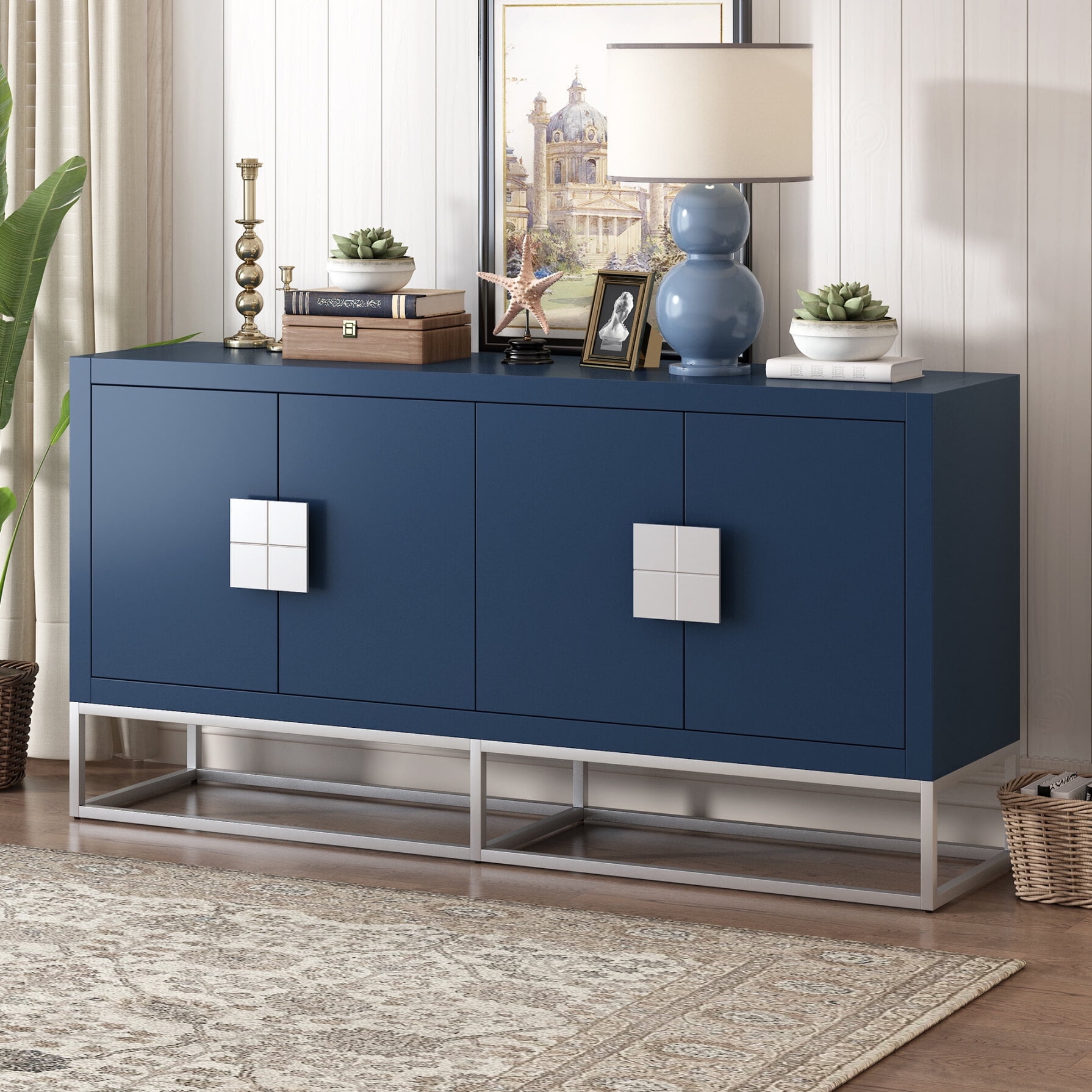 Accent Storage Cabinet with Doors and Adjustable Shelves, Freestanding ...