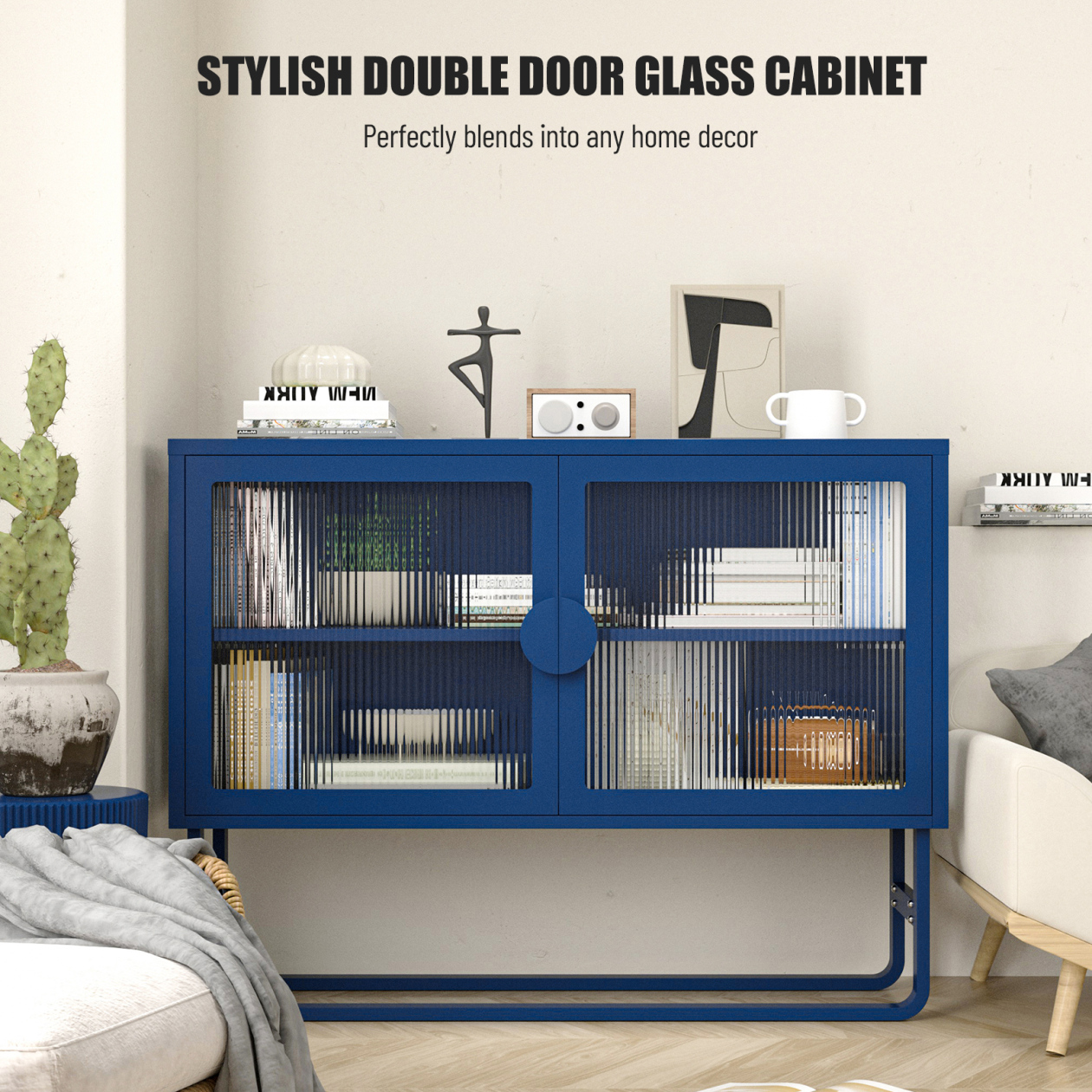 Accent Storage Cabinet, Kitchen Sideboard Cabinet with Tempered Glass ...