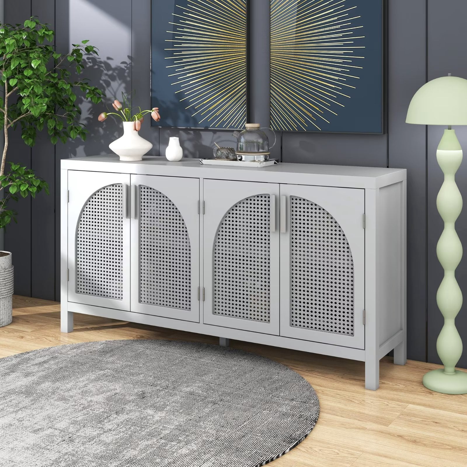 ARCTICSCORPION Accent Storage Cabinet, Artificial Rattan Doors, 60 Inch ...