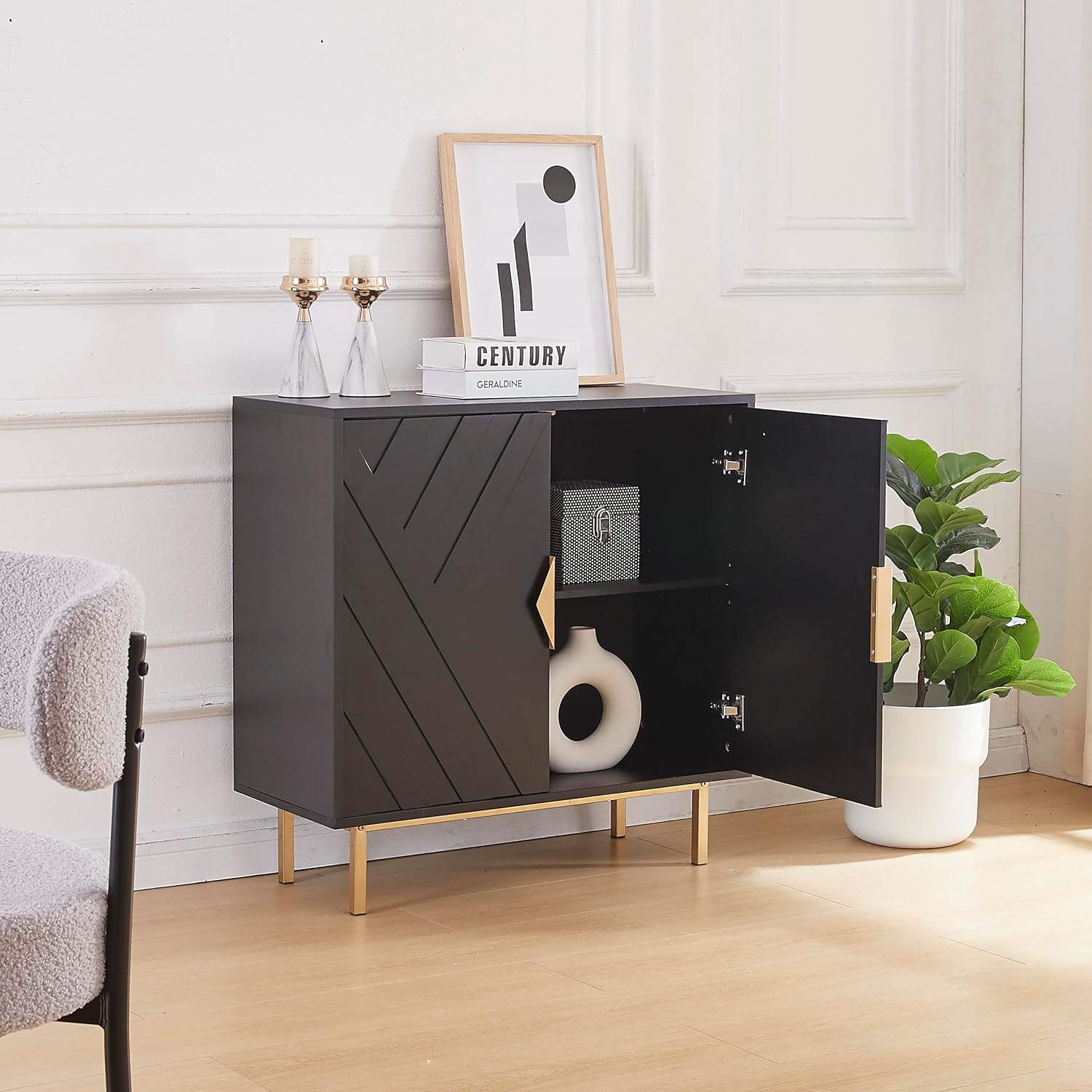 Accent Storage Cabinets, 31.4" Buffet Sideboard Cabinets with 3D Carved ...