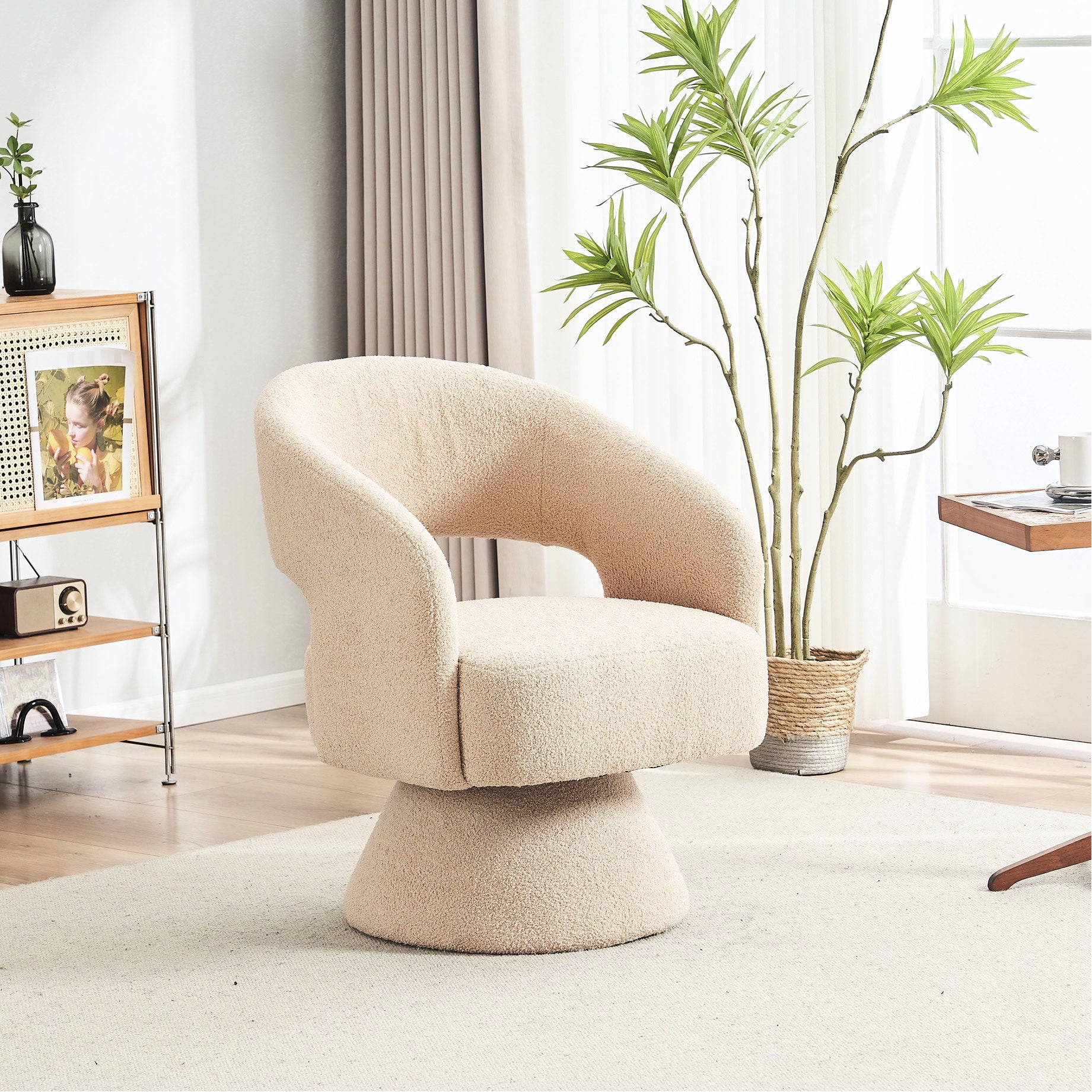 Accent Swivel Armchair | 360-Degree Rotation in Living Room | Solid ...