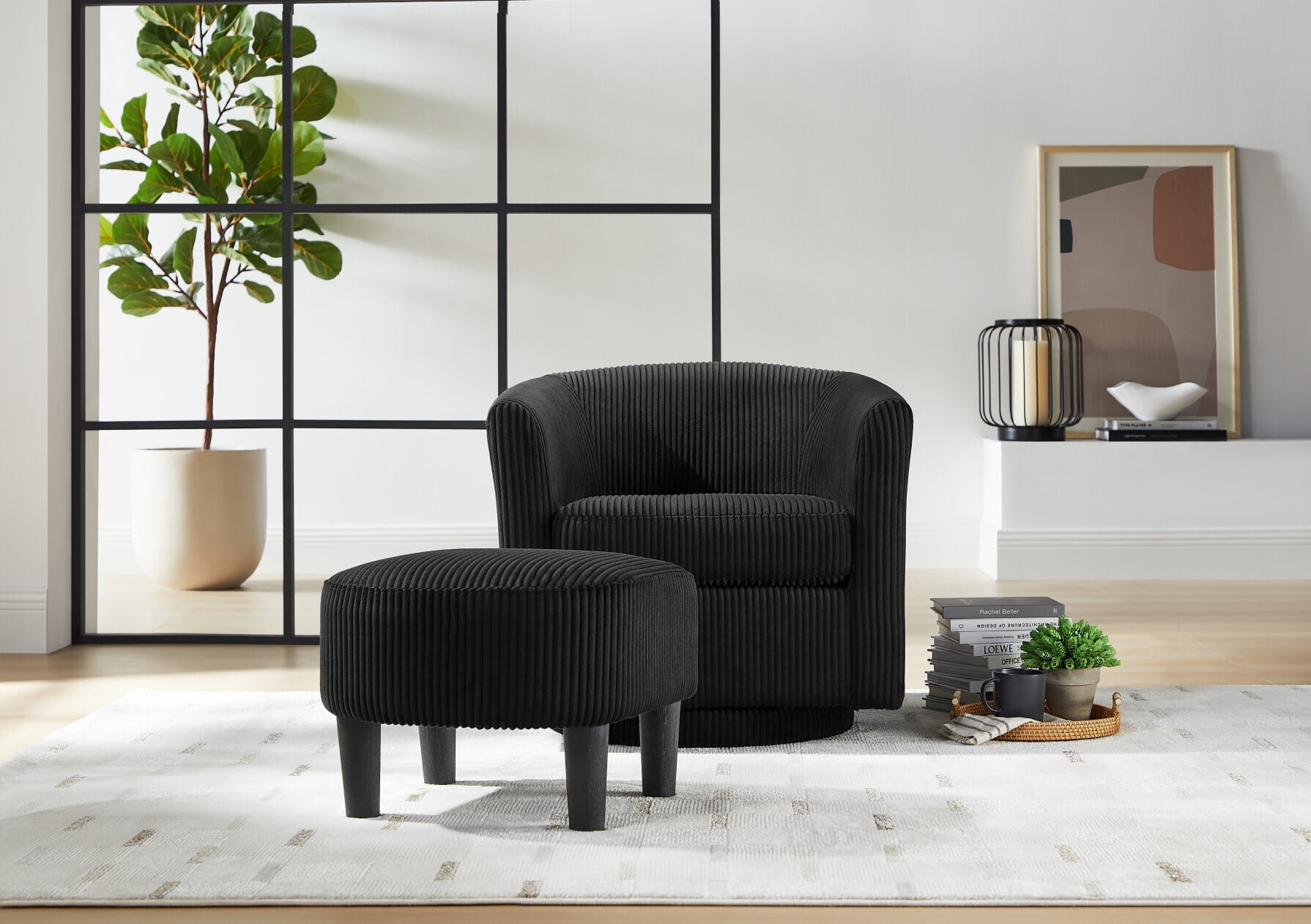 Accent Swivel Sofa with Ottoman,Single Armchair with Protective Foot ...