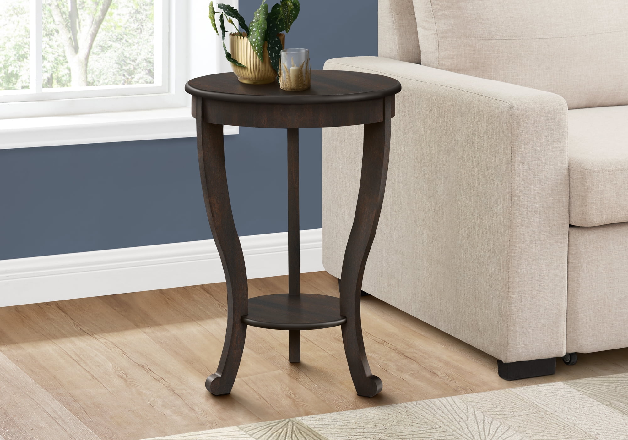 Accent Table, 2 Tier, Bedroom, End, Lamp, Nightstand, Round, Side Table ...
