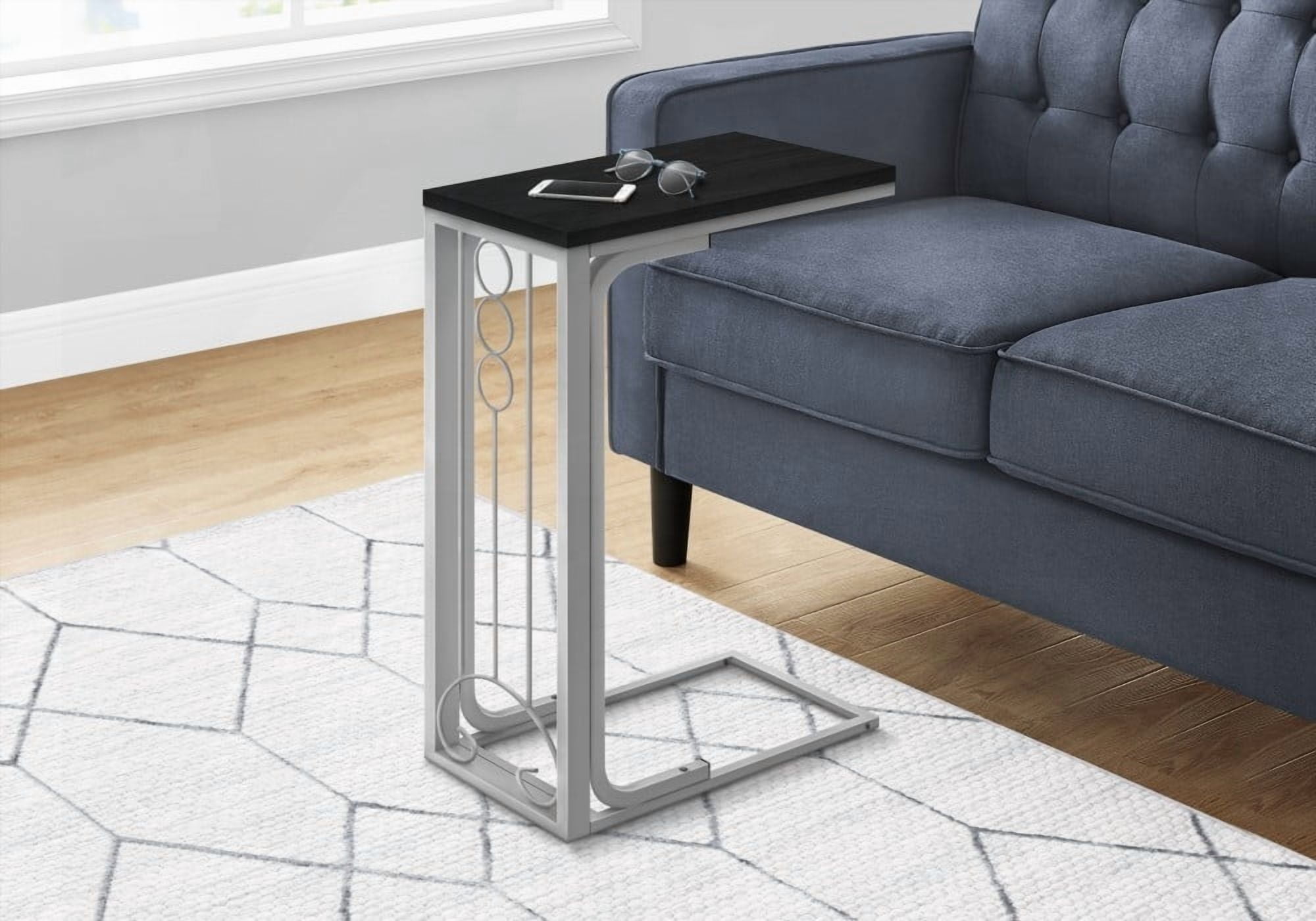 Accent Table - C-shaped, Black Laminate & Grey Metal, Ideal for Living Room & Bedroom - Walmart.com