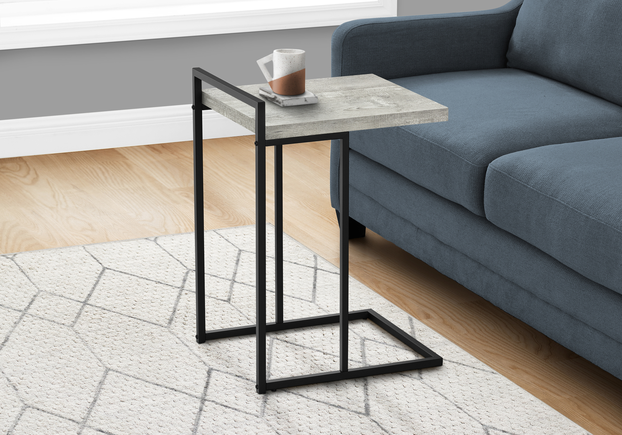 Accent Table, C-shaped, End, Side, Snack, Living Room, Bedroom, Grey ...