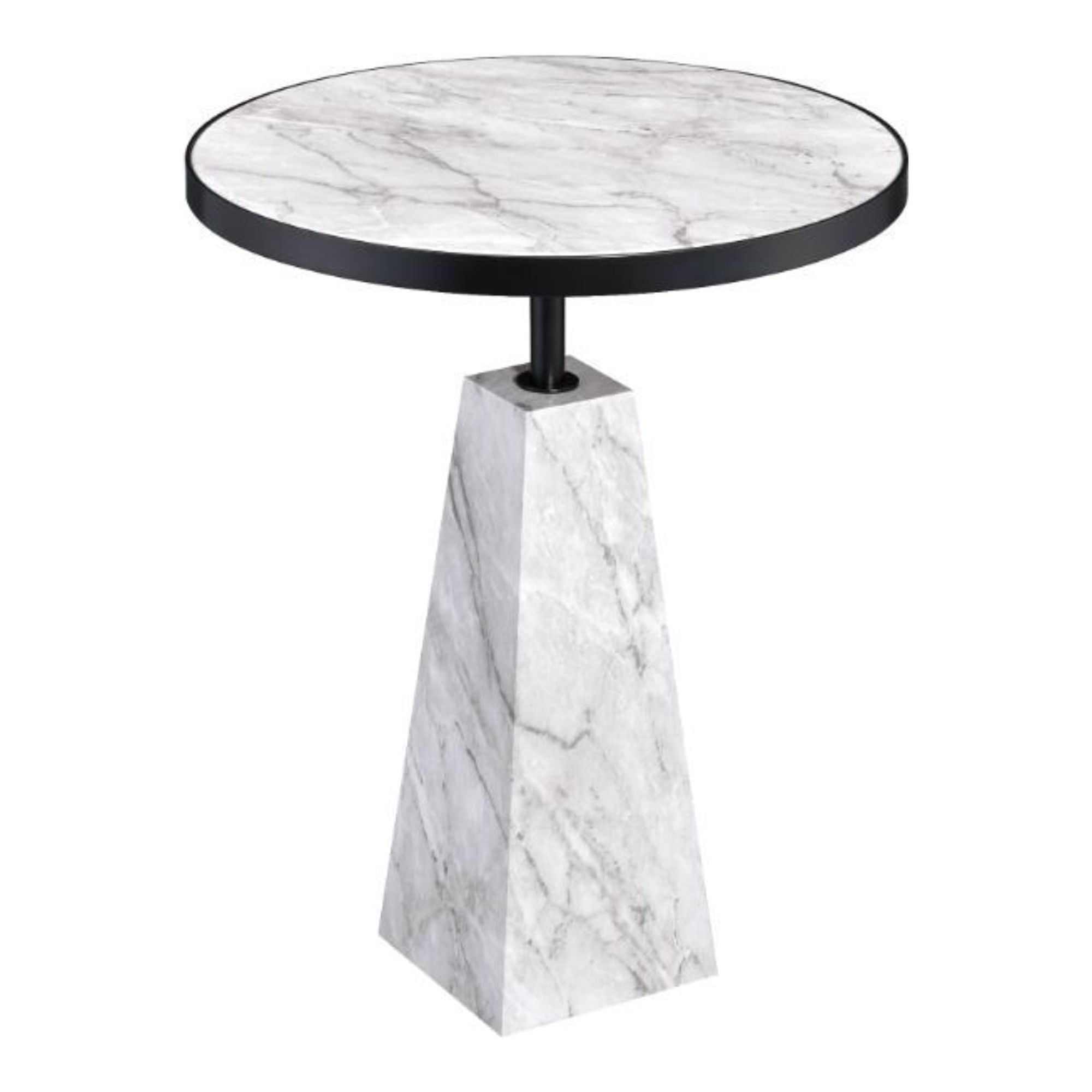 ACME Galilahi Side Table in Faux Marble & Black - Walmart.com