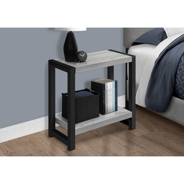 Accent Table Side End Narrow Small 2 Tier Bedroom Metal Grey - Walmart.com