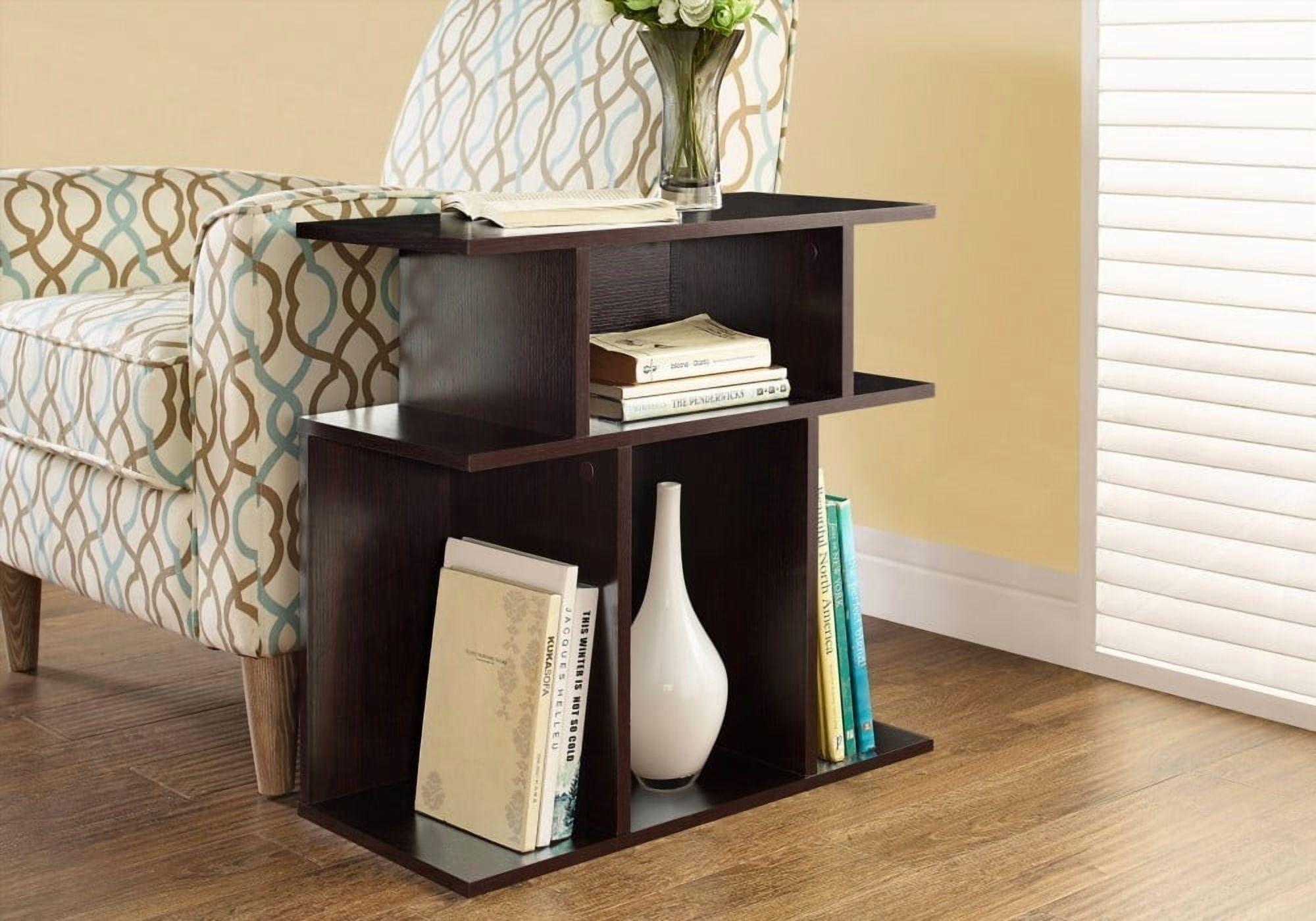 Accent Table with 6 Open Concept Display Shelves for Books & Decor ...