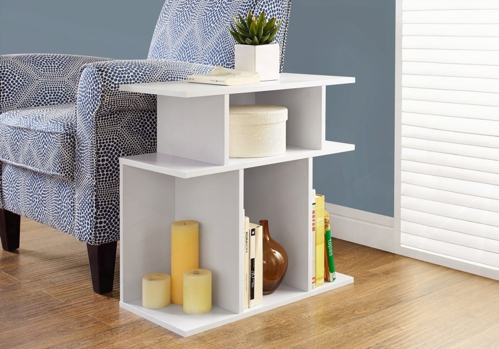 Accent Table with 6 Open Concept Display Shelves for Books & Decor ...