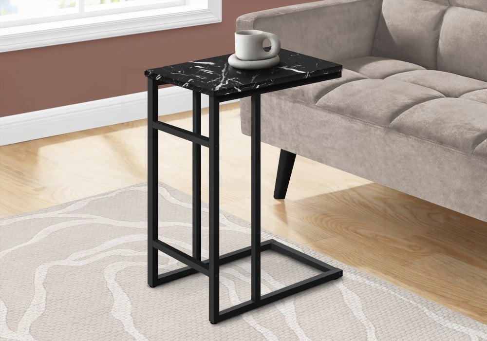 Accent Table with C-shape, Ideal for Living Room and Bedroom - Black ...