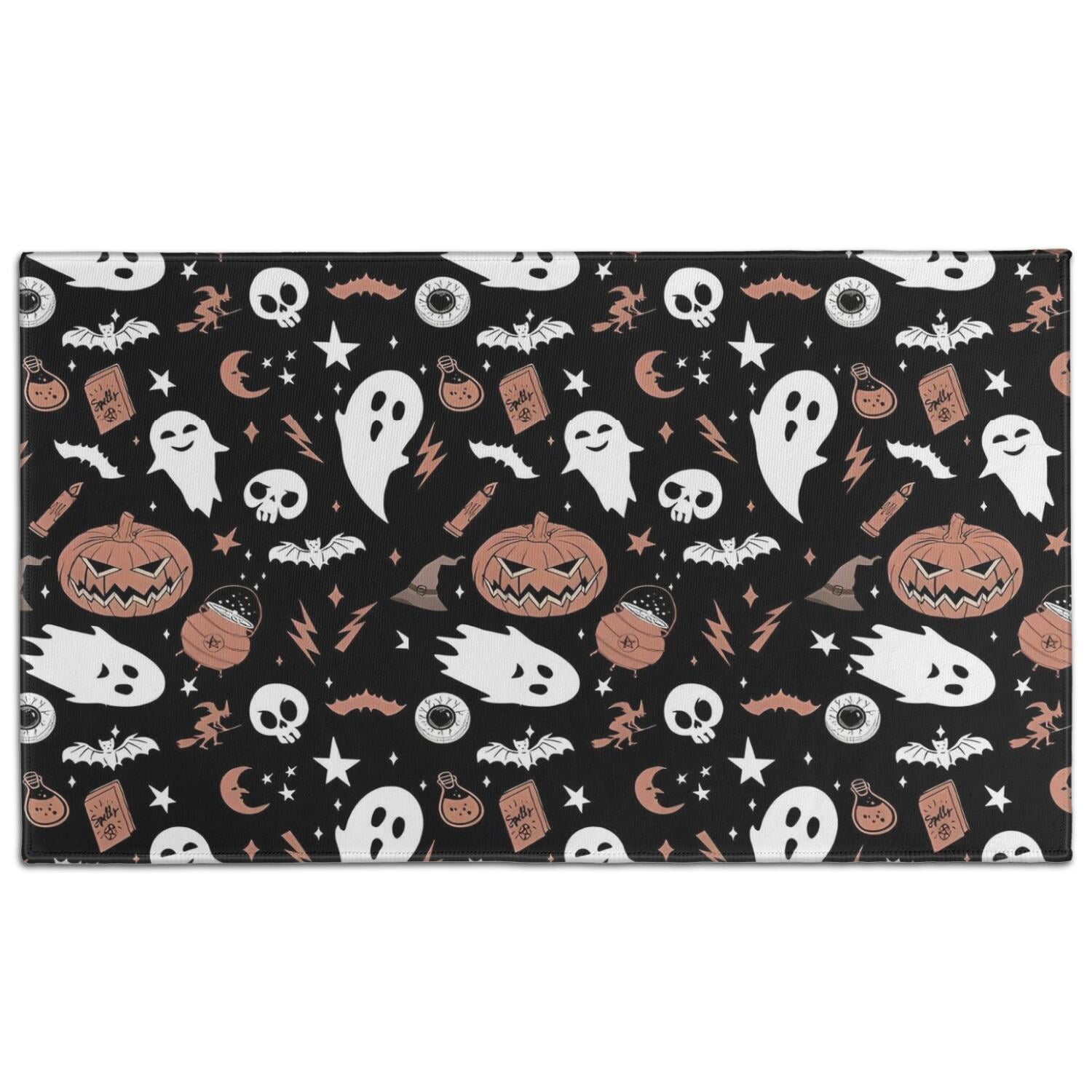 Accented Spooky Halloween Pattern Door Rugs,Washable Non Slip Door Mats ...