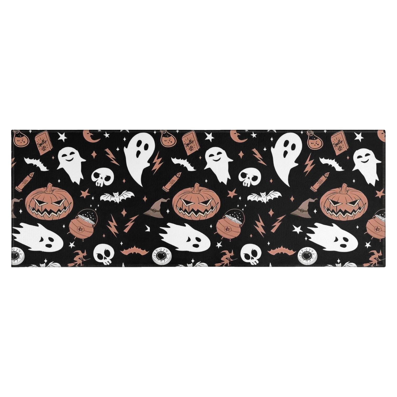 Accented Spooky Halloween Pattern Kitchen Rug Mat,Kitchen Runner Rugs ...
