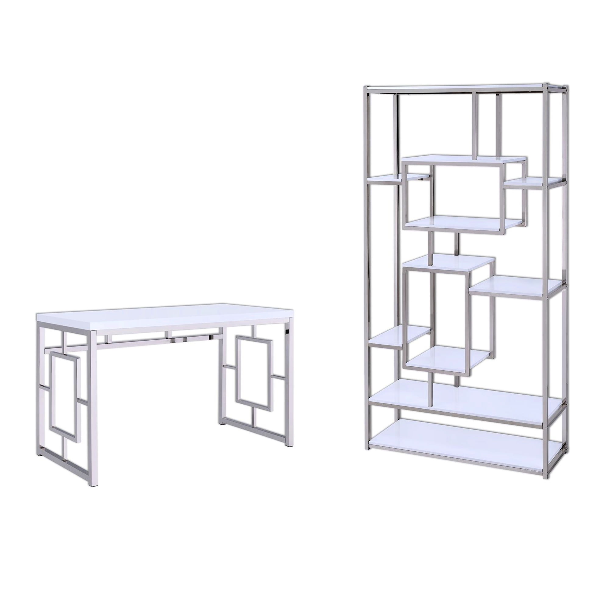 Accented White Desk And Bookcase - Creating A Stylish Work Environment ...