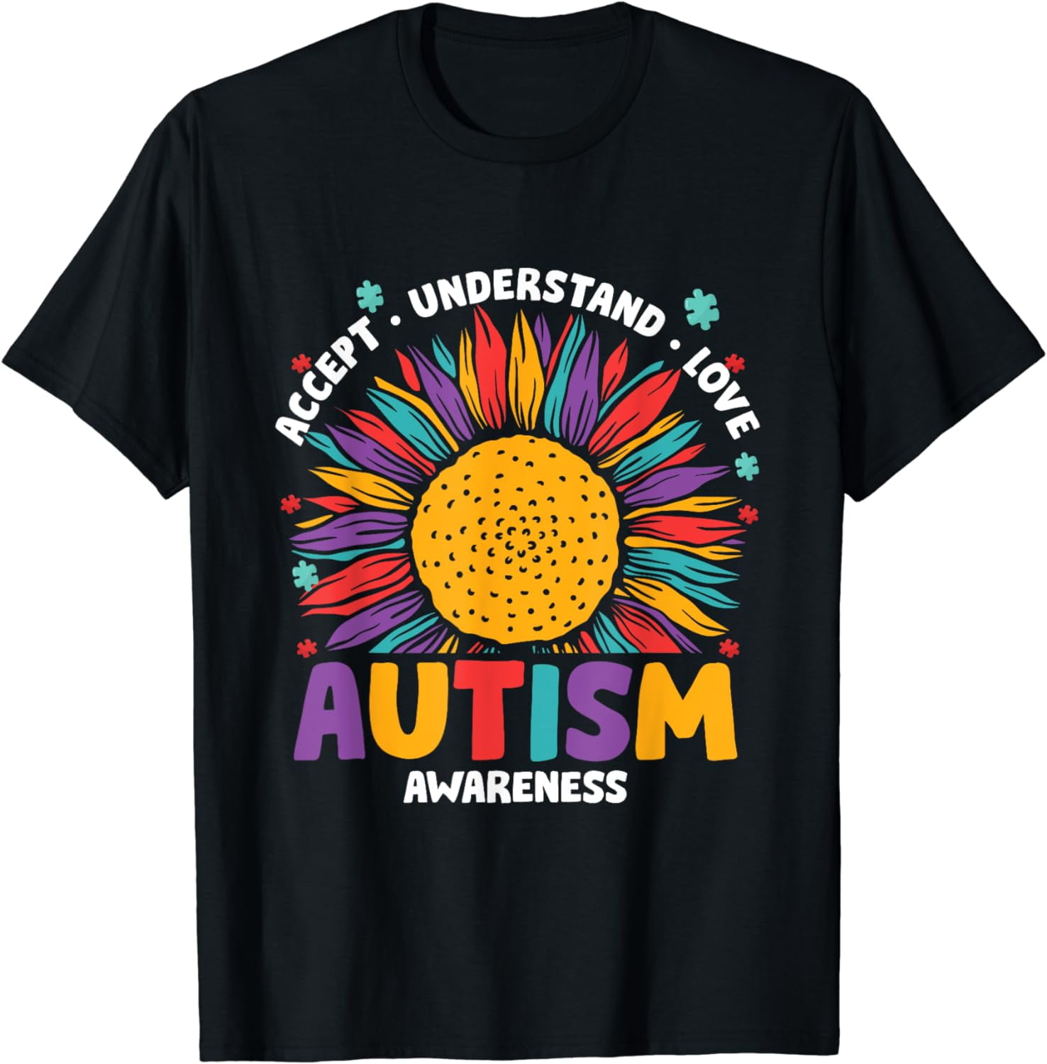 Accept Understand Love Autism Awareness Puzzle Autistic T-Shirt ...