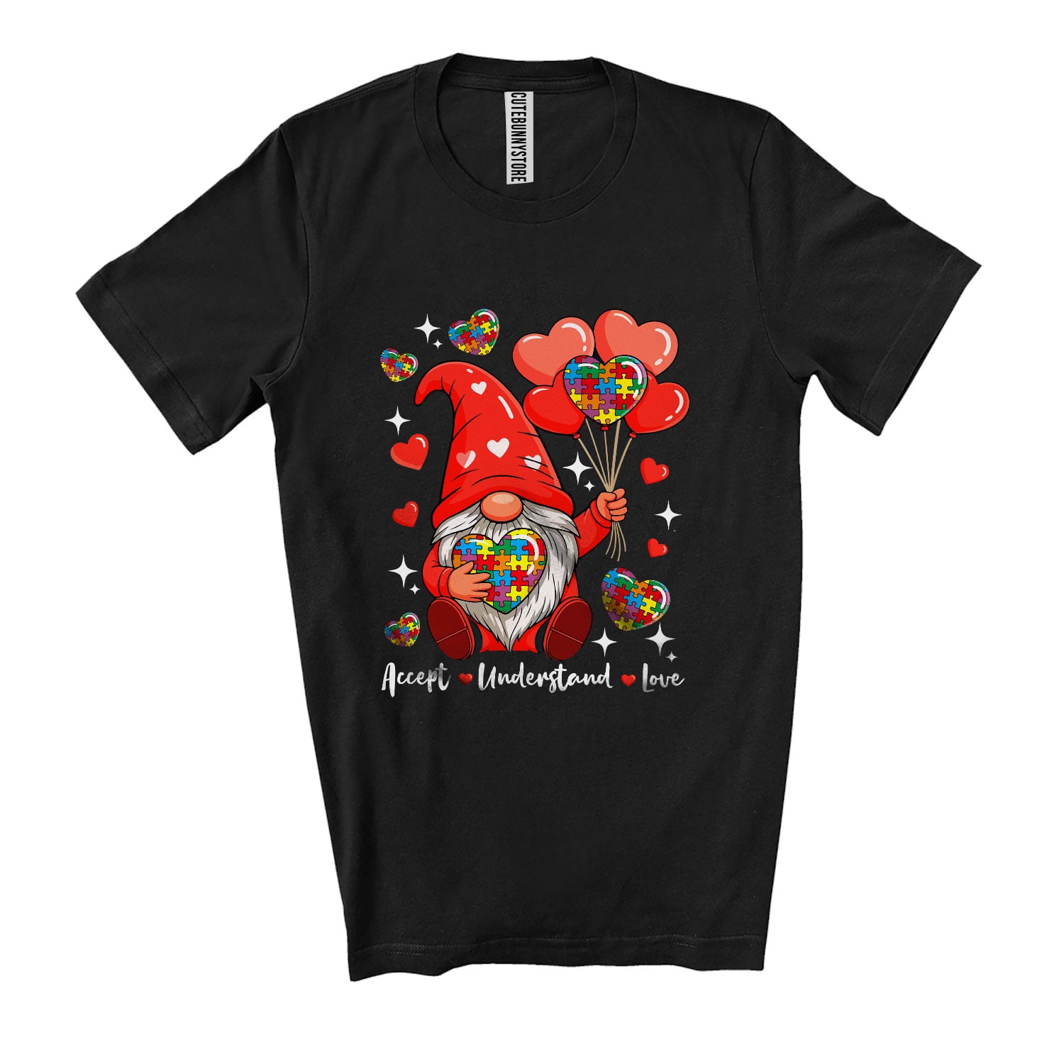 Accept Understand Love; Lovely Valentine Autism Awareness Hearts Gnome ...