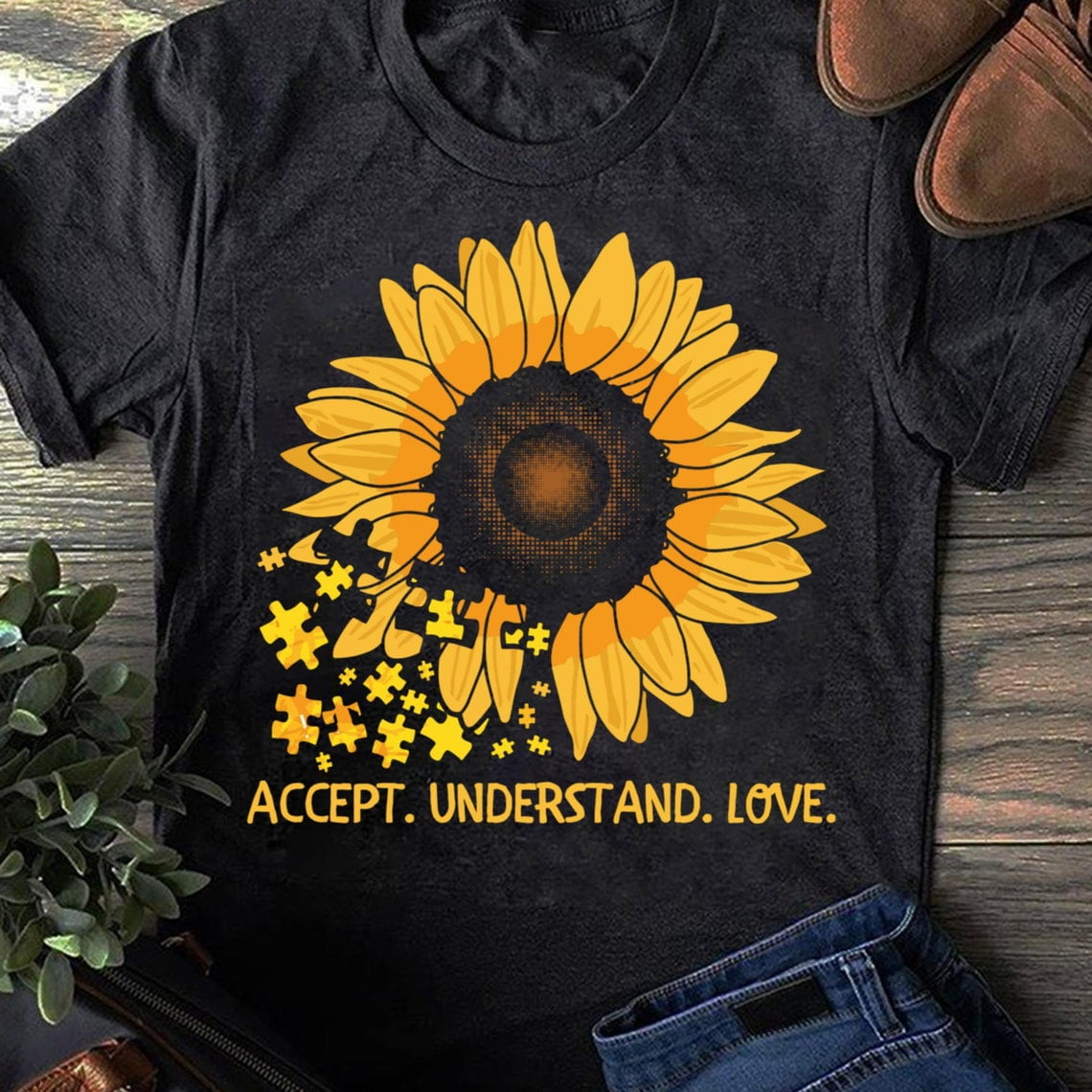 Accept Understand Love Sunflower Autism Awareness - Autism Shirt ...