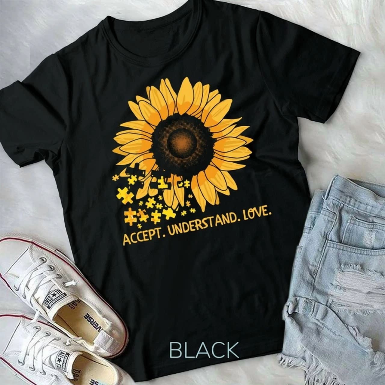 Accept Understand Love Sunflower Autism Awareness Unisex T-Shirt ...