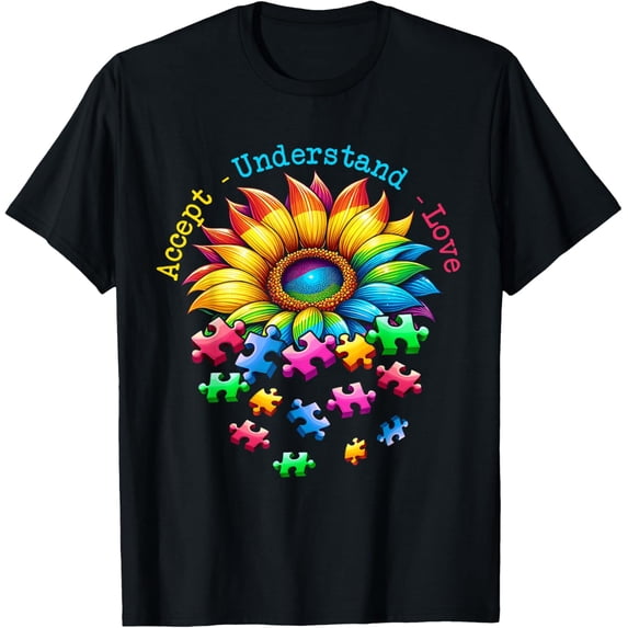 Accept Understand Love Sunflower Autism Awareness Women T-Shirt ...