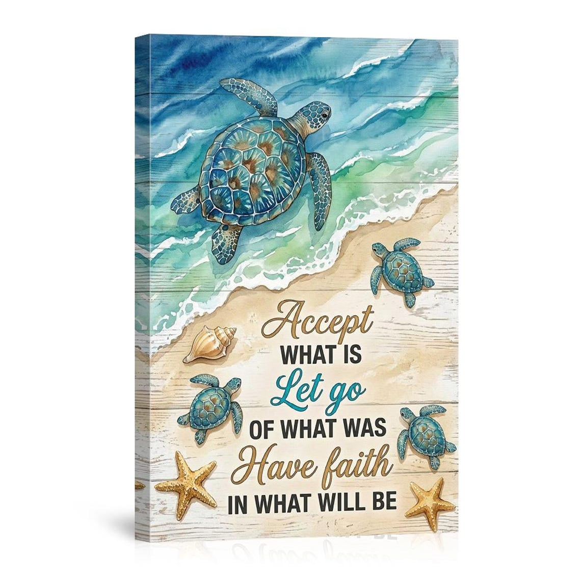 Accept What Is Let Go Inspirational Ocean Quote Faith Family Canvas ...