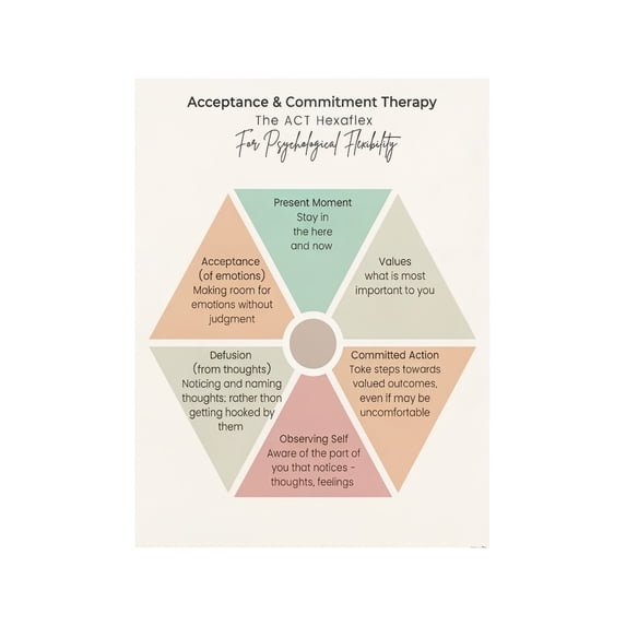 Acceptance Commitment Therapy Chart Metal Sign ACT Hexaflex Model ...