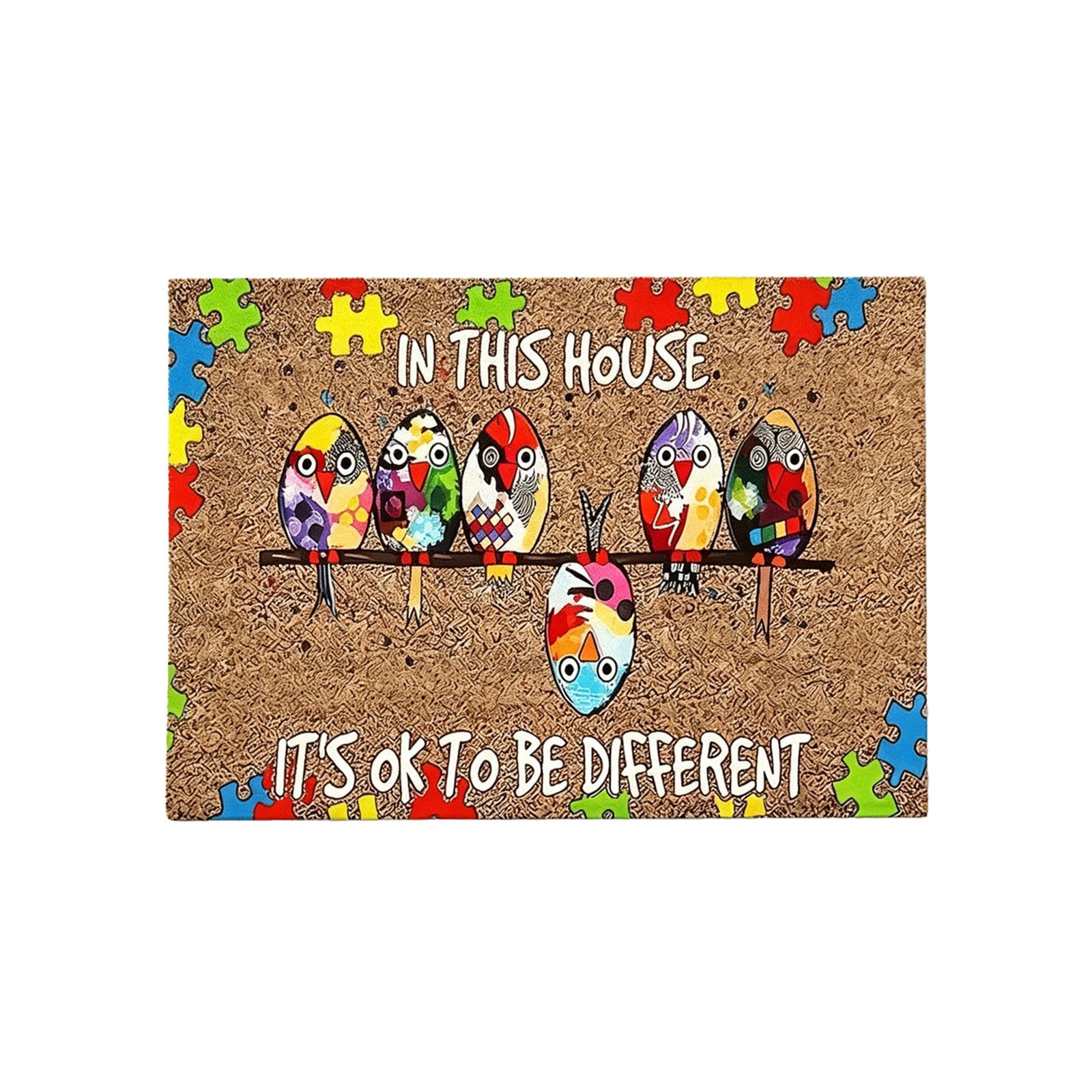 Acceptance Welcome Mat Coir Entry Rug For Home Decor Puzzle Piece Bird ...