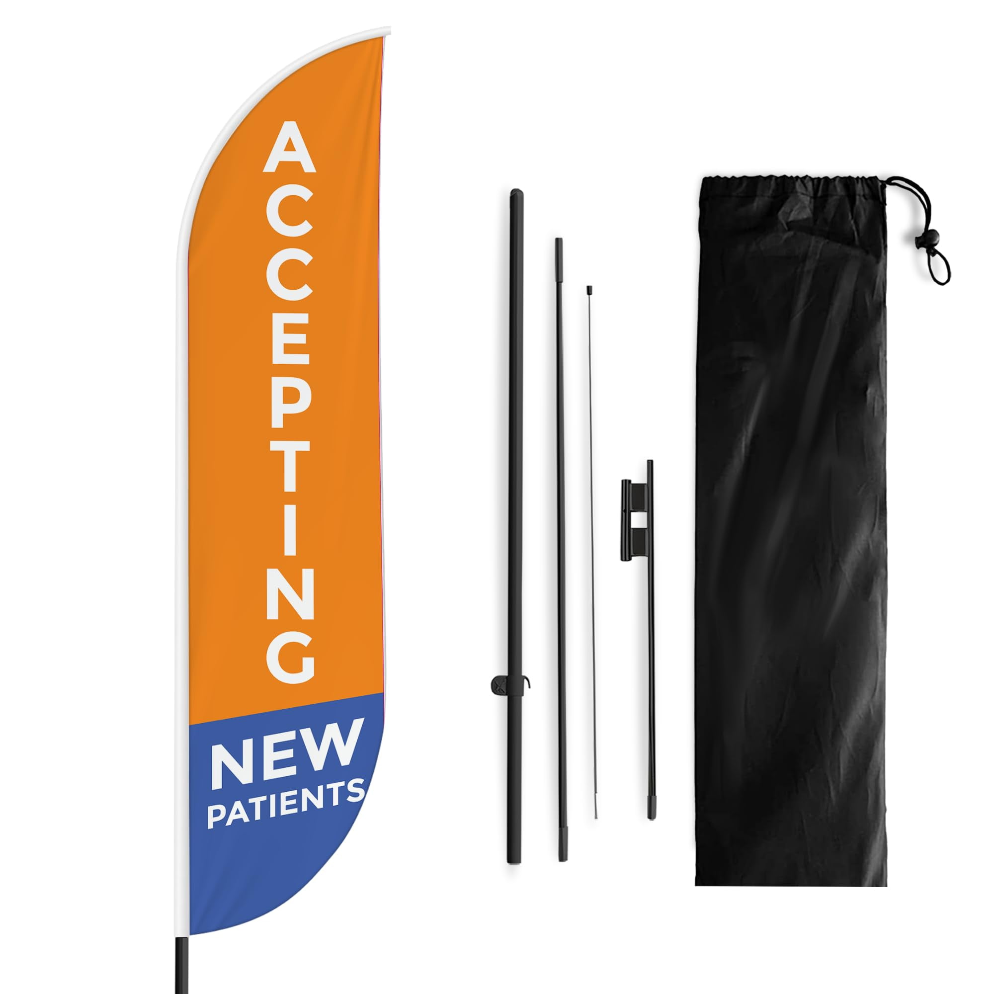 Accepting New Patients Sign feather flag Pole kit for Outdoor by Mavis | 15 FEET Tall Polyester ...