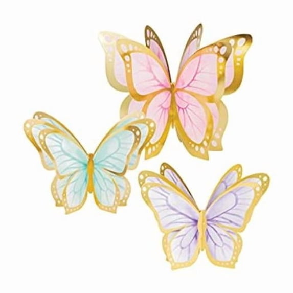 Access 355772 9 x 12 in. Butterfly Shimmer Foil 3D Centerpiece, Gold ...
