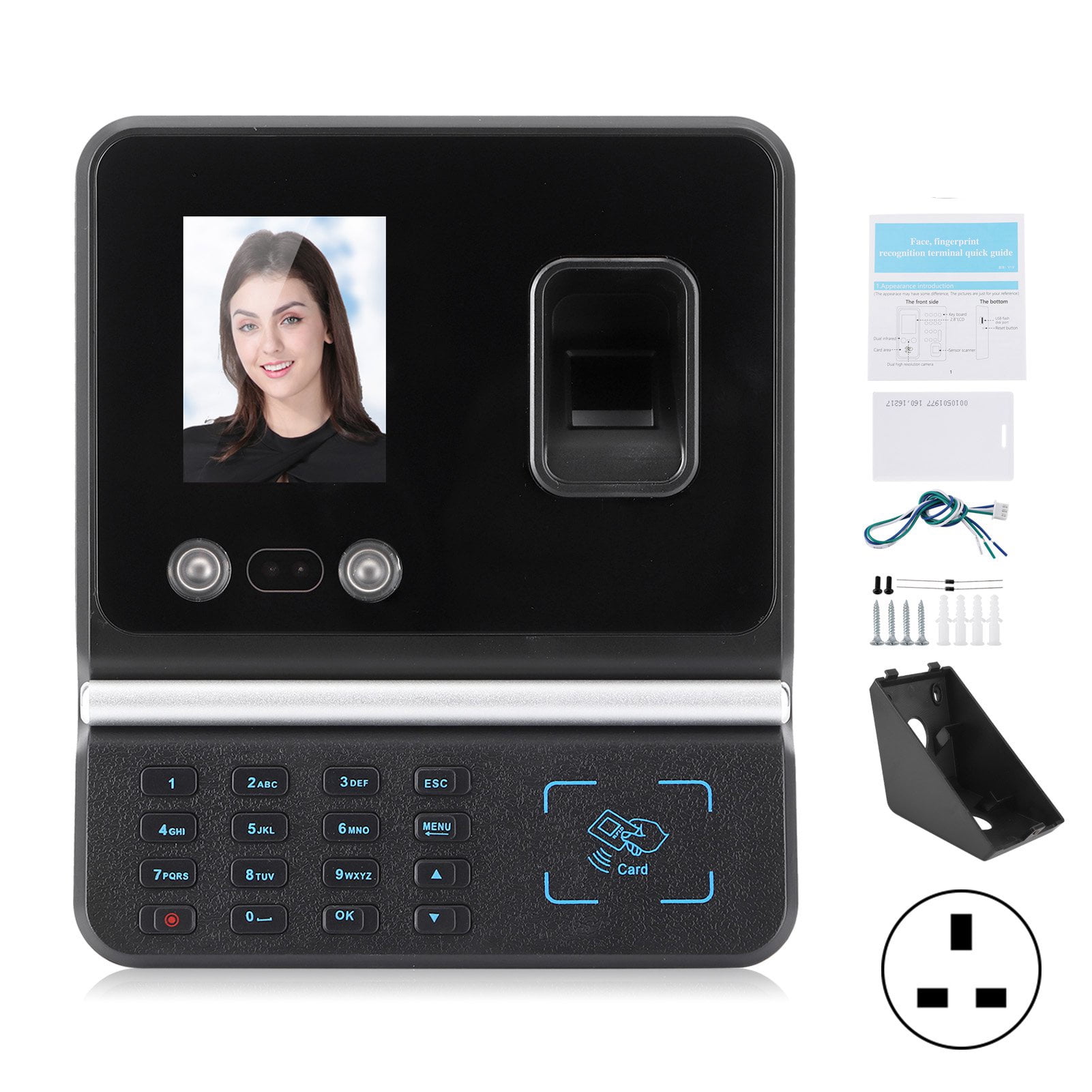 Access Control Attendance Machine 2.8in Color Screen TCP/IP Face Fingerprint Password ID Card ...