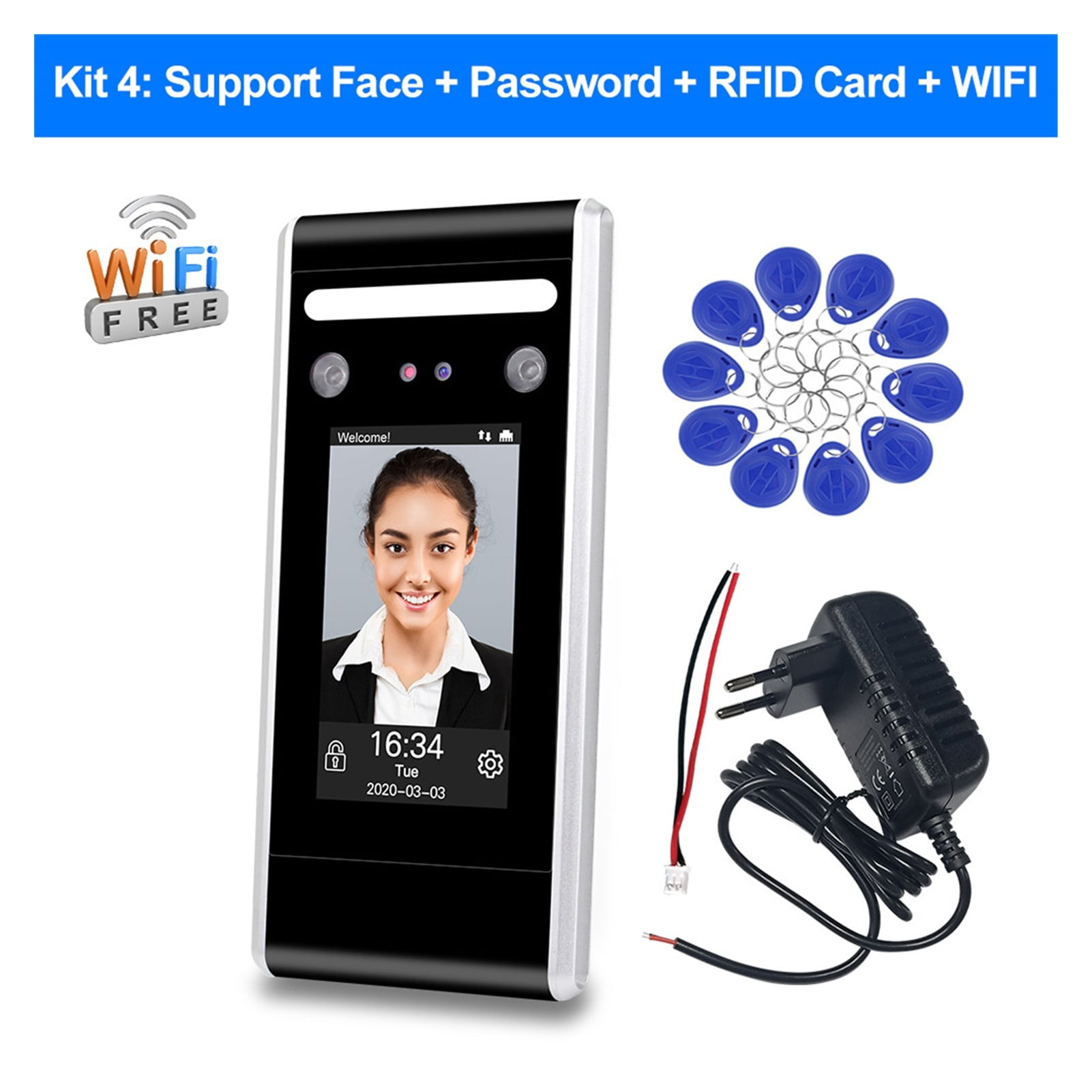 Access Control Keypad WiFi TCP/IP/USB Dynamic Face Biometric System Facial Time Attendance ...