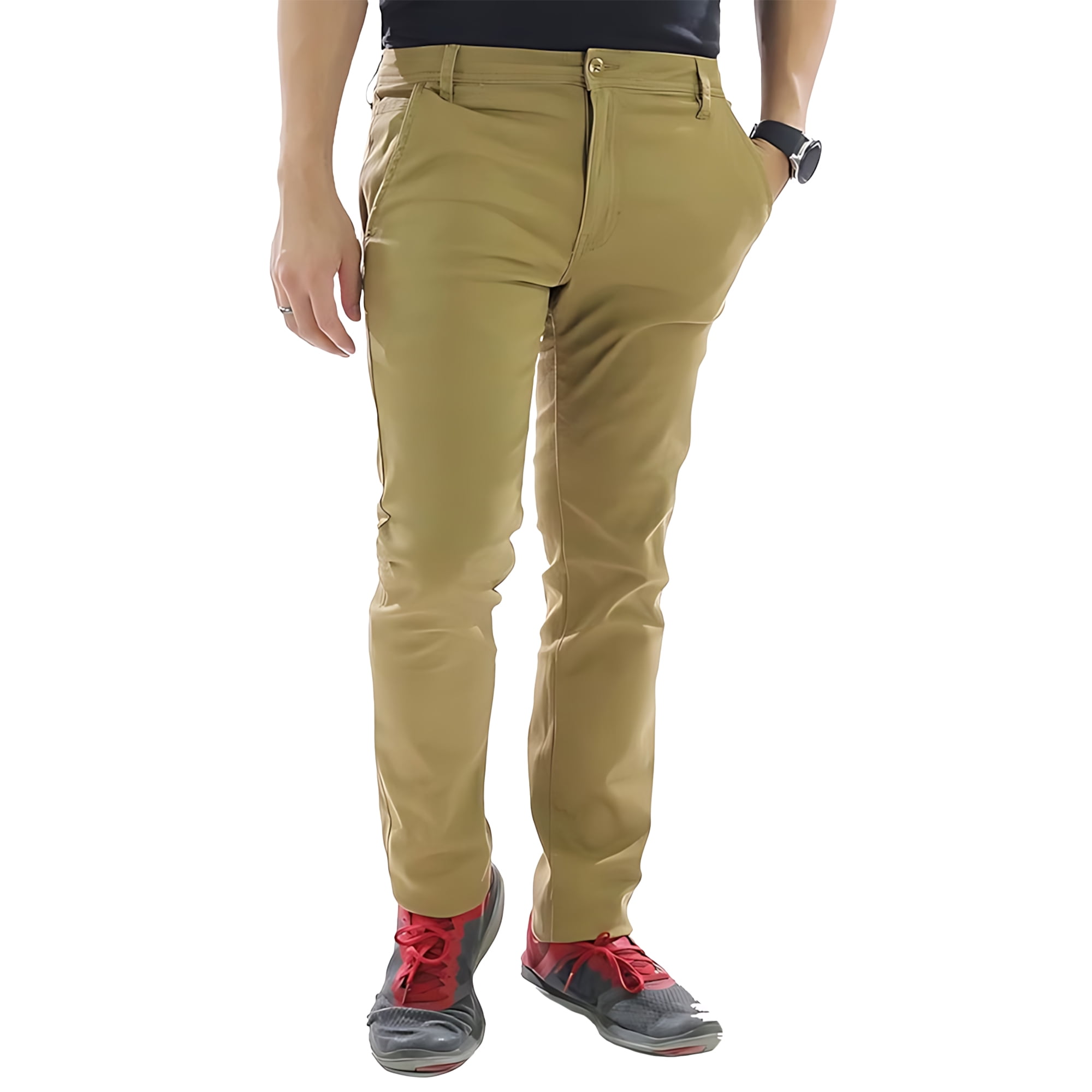 Access Men's Basic Casual Uniform Comfort Stretch Chino Pants (Dark ...