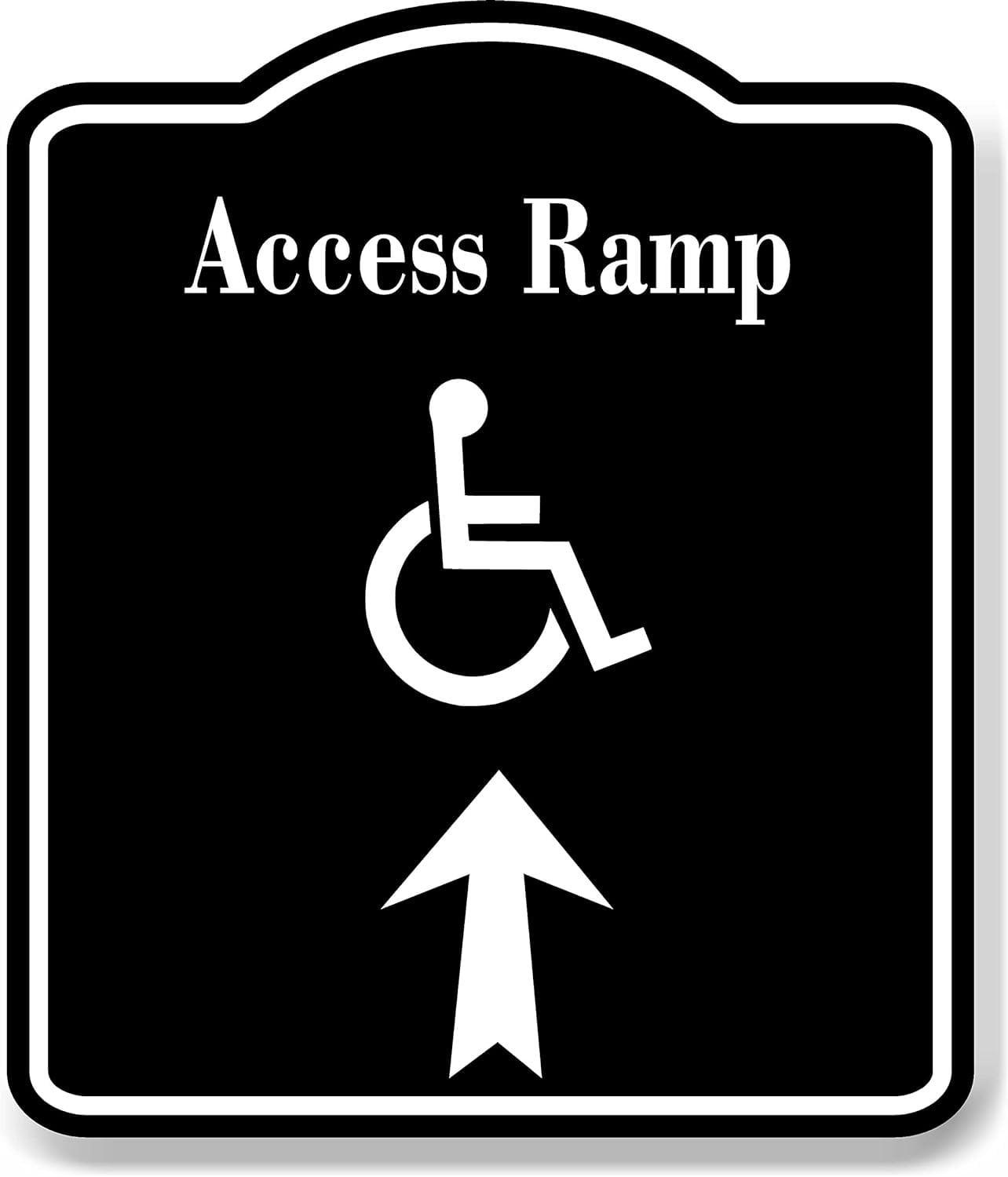 Access Ramp Handicap Up Arrow BLACK Aluminum Composite Sign, 15"x18 ...