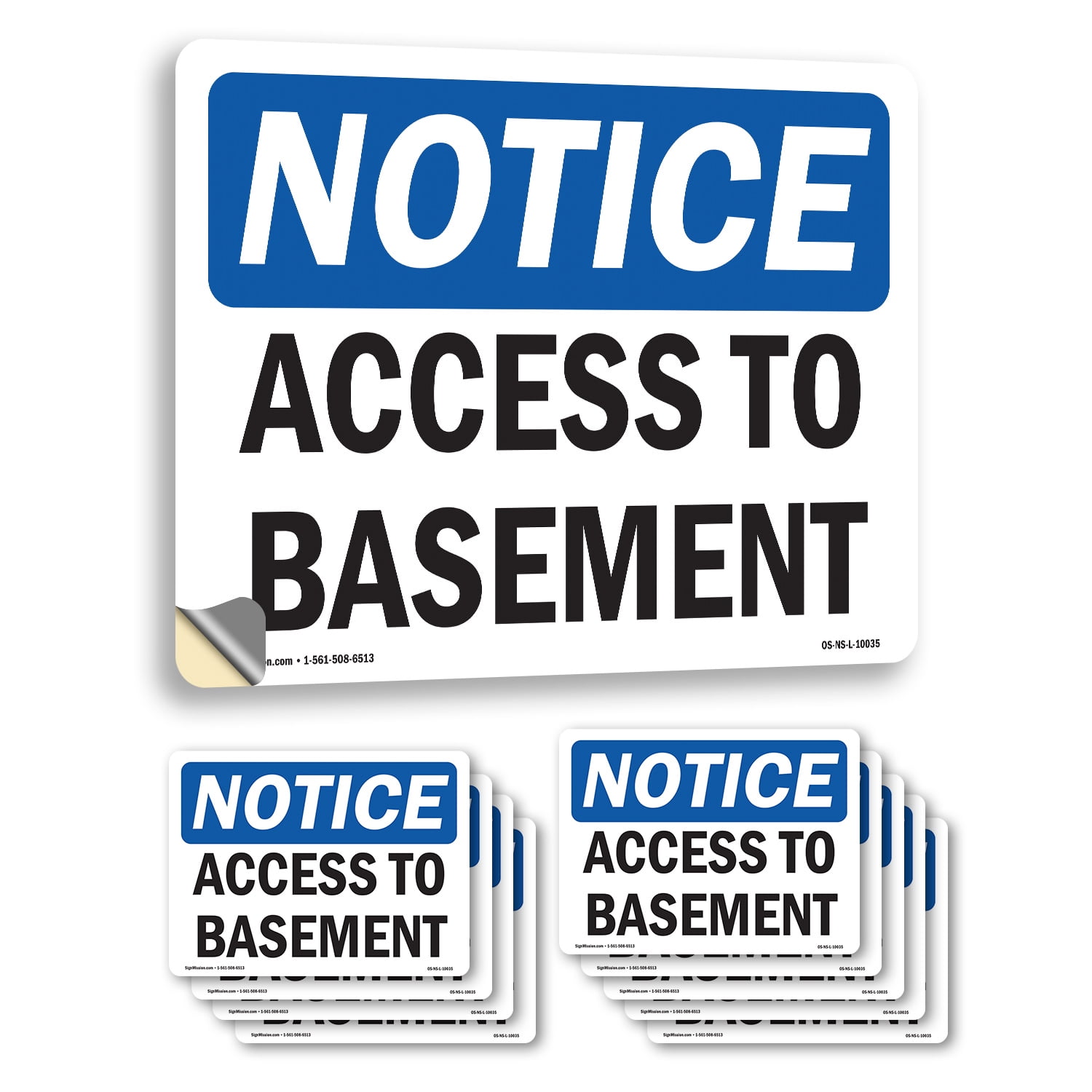 Access To Basement OSHA Notice Vinyl Decal Label 10 Inch x 7 Inch - 10 ...