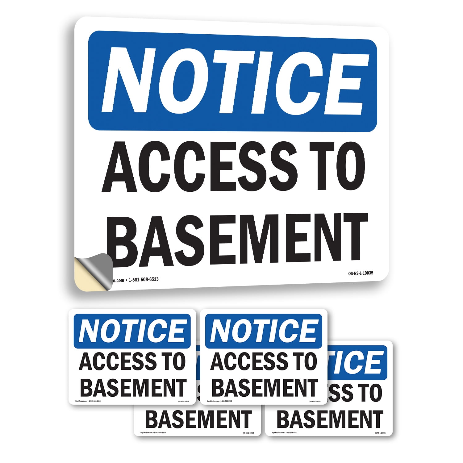 Access To Basement OSHA Notice Vinyl Decal Label 10 Inch x 7 Inch - 5 ...