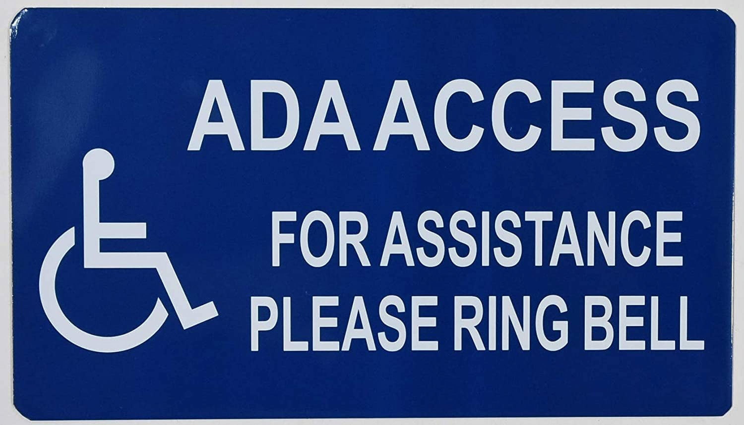 Access for Assistance Please Ring Bell Sign (White/Blue, Aluminum, 5X7 ...