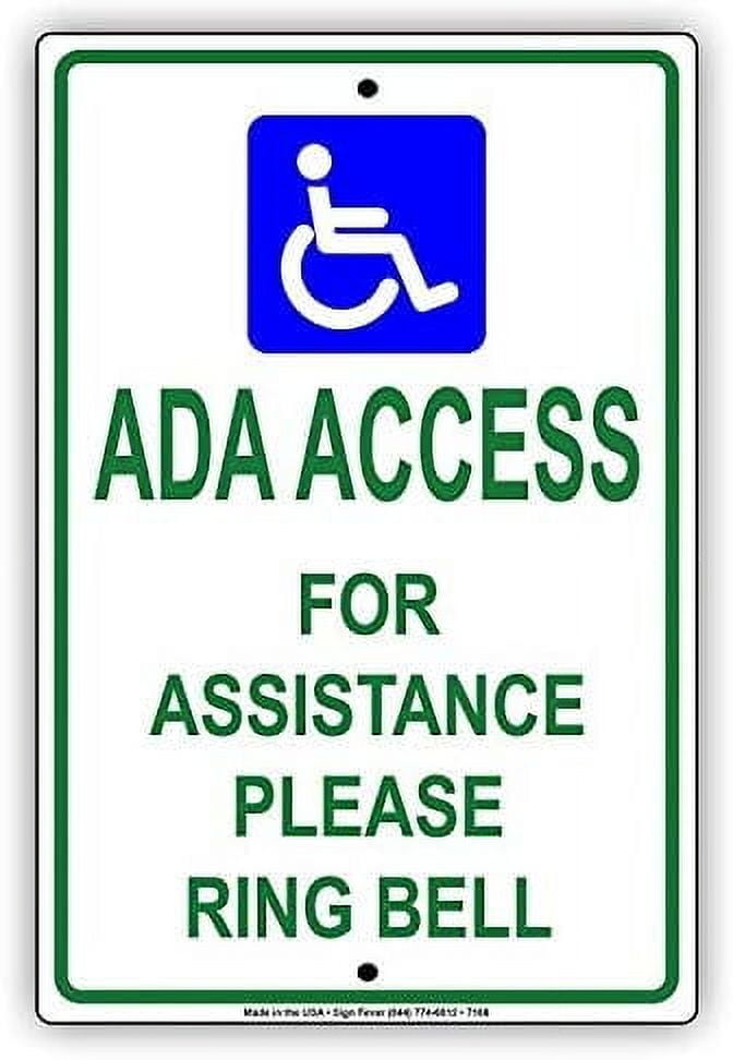 Accessibility Tin Sign ADA Access For Assistance Please Ring Bell Funny ...