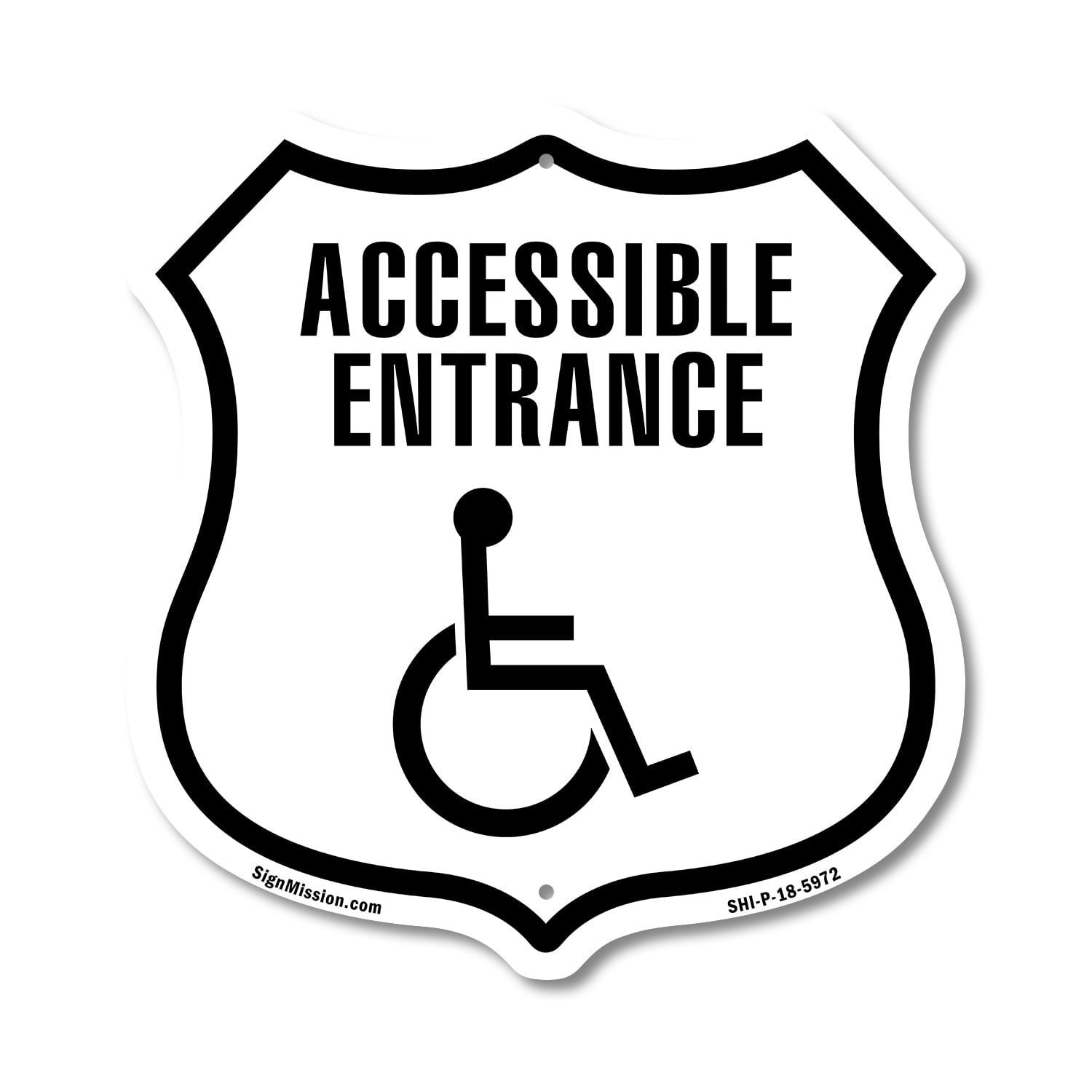 Accessible Entrance Handicap (2 Pack) 12 inch X 12 inch Shield Shaped ...