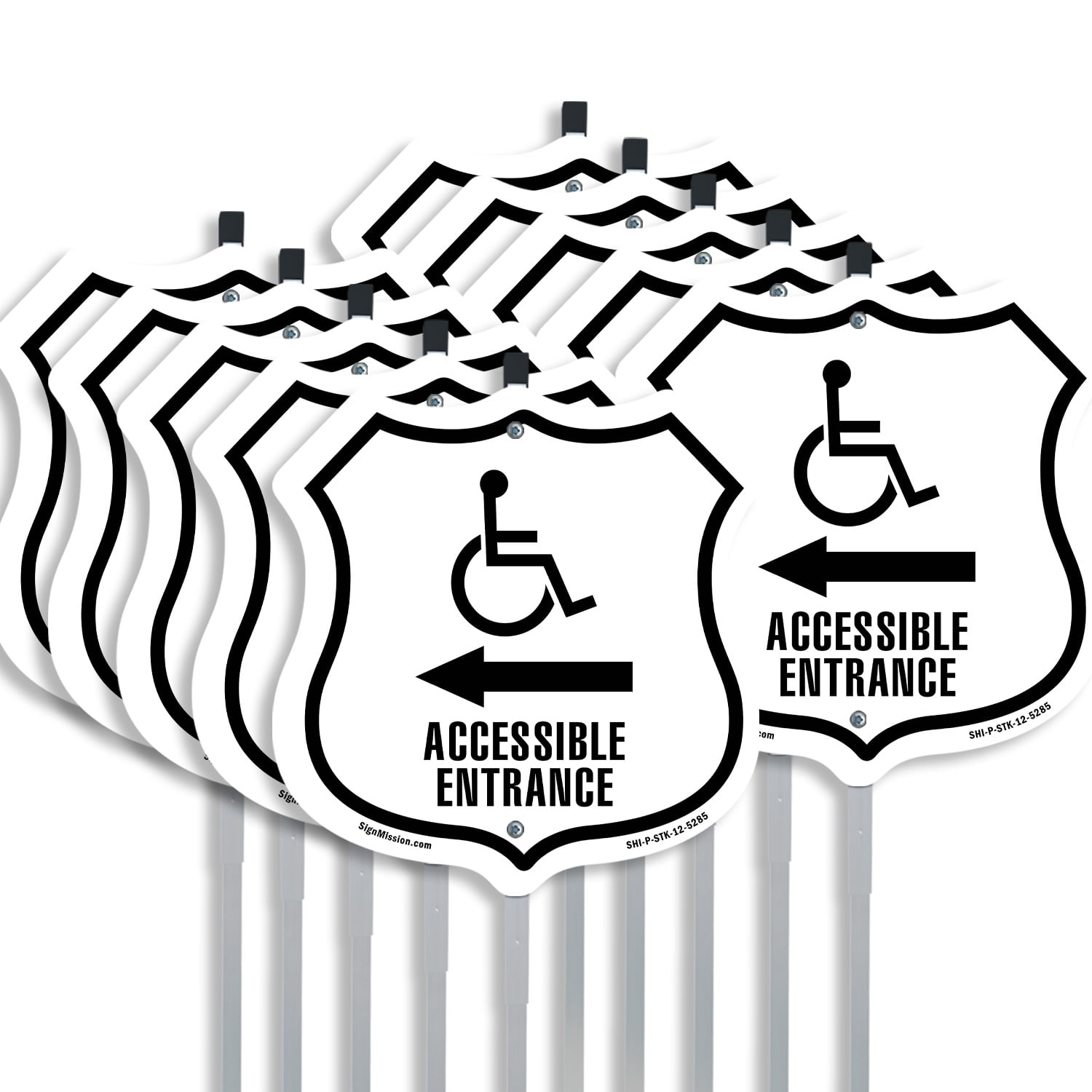 Accessible Entrance Handicap Left (10 Pack) 12 inch X 12 inch Shield ...