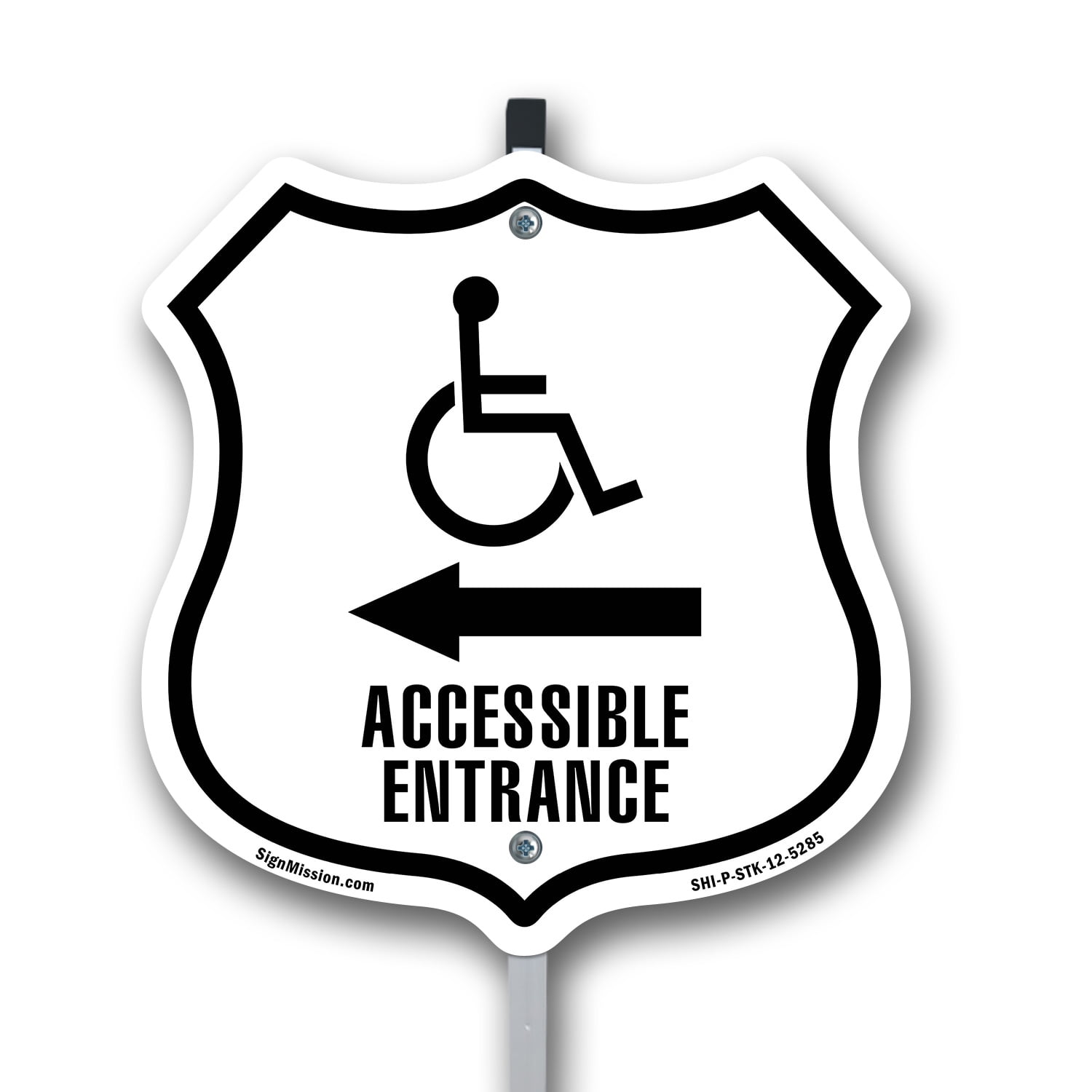 Accessible Entrance Handicap Left 12 inch X 12 inch Shield Shaped ...