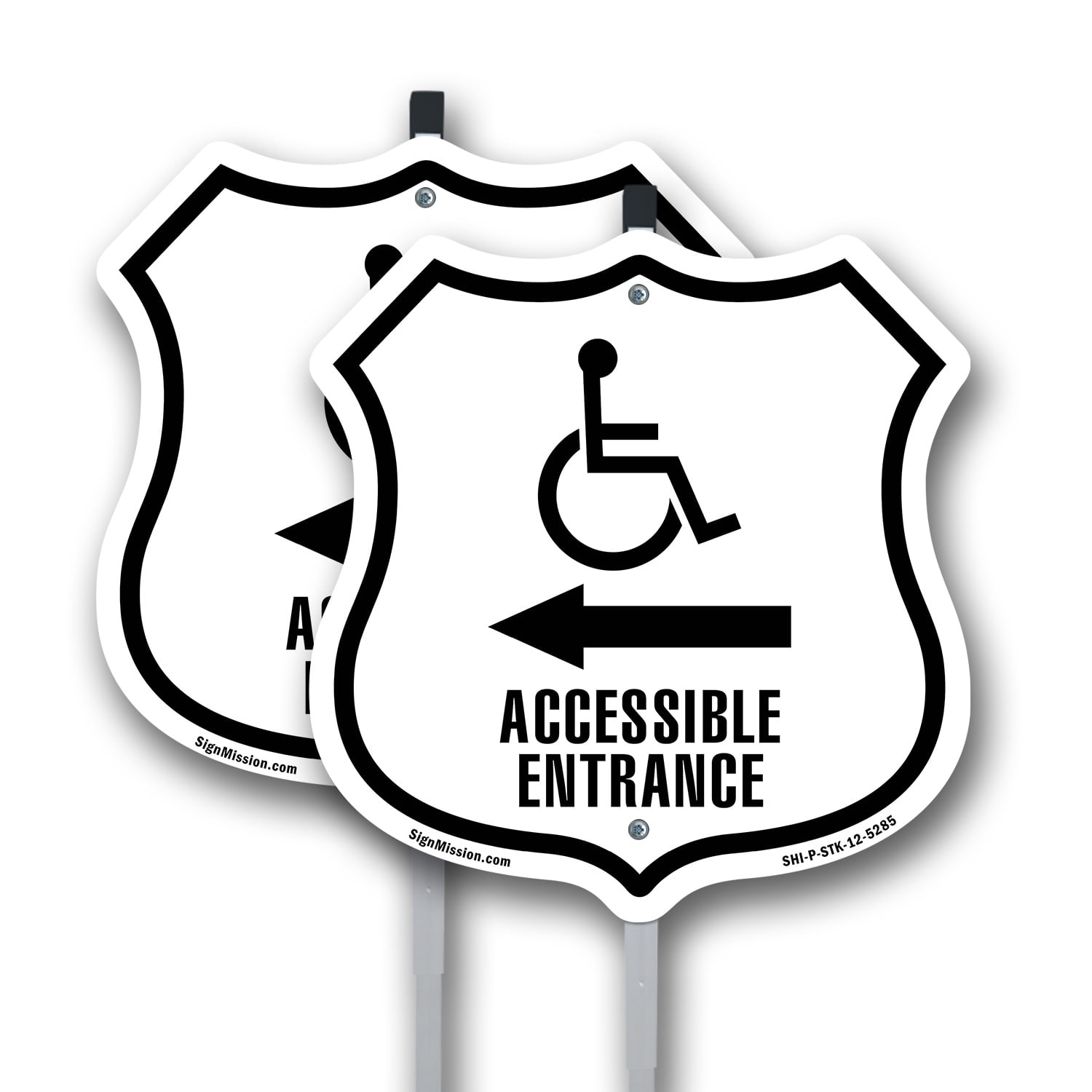 Accessible Entrance Handicap Left (2 Pack) 12 inch X 12 inch Shield ...
