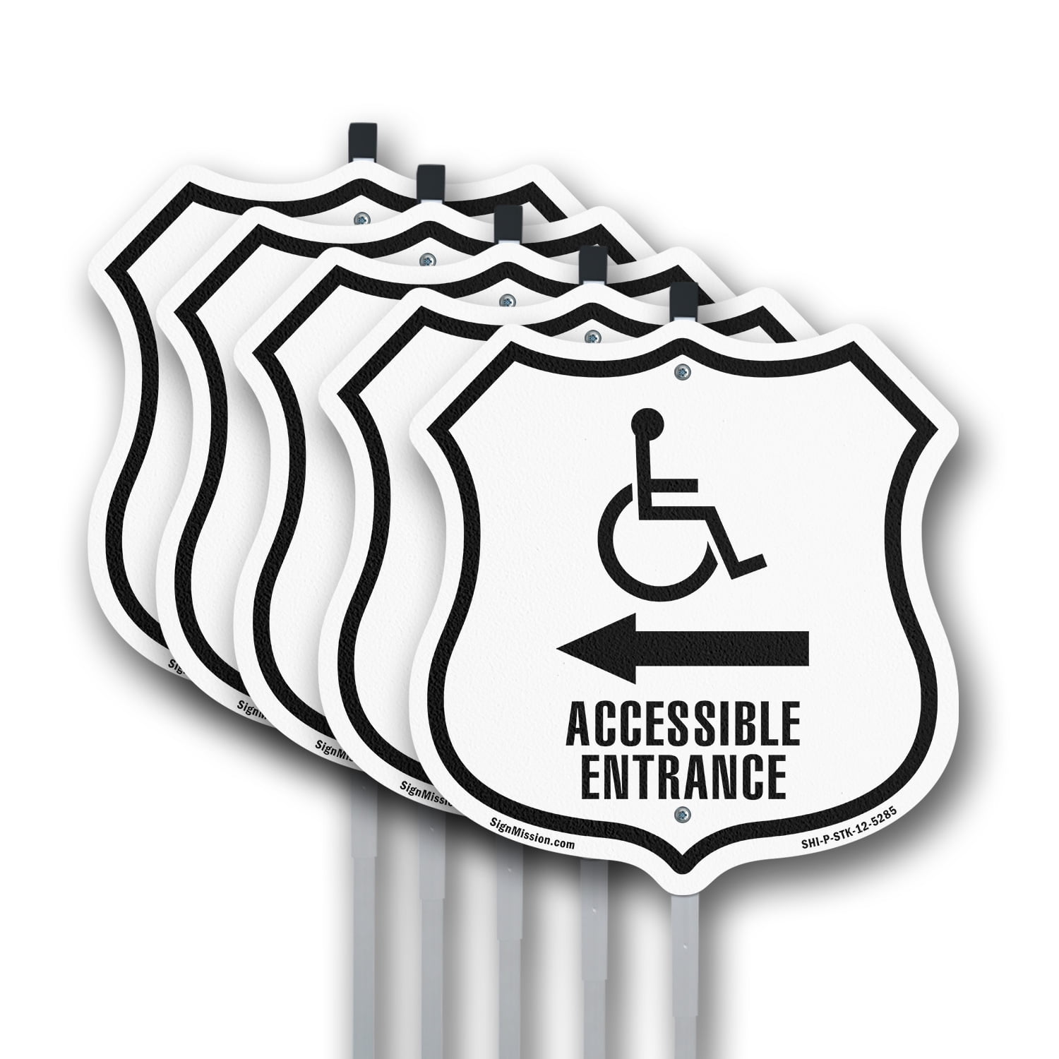 Accessible Entrance Handicap Left (5 Pack) 12 inch X 12 inch Shield ...
