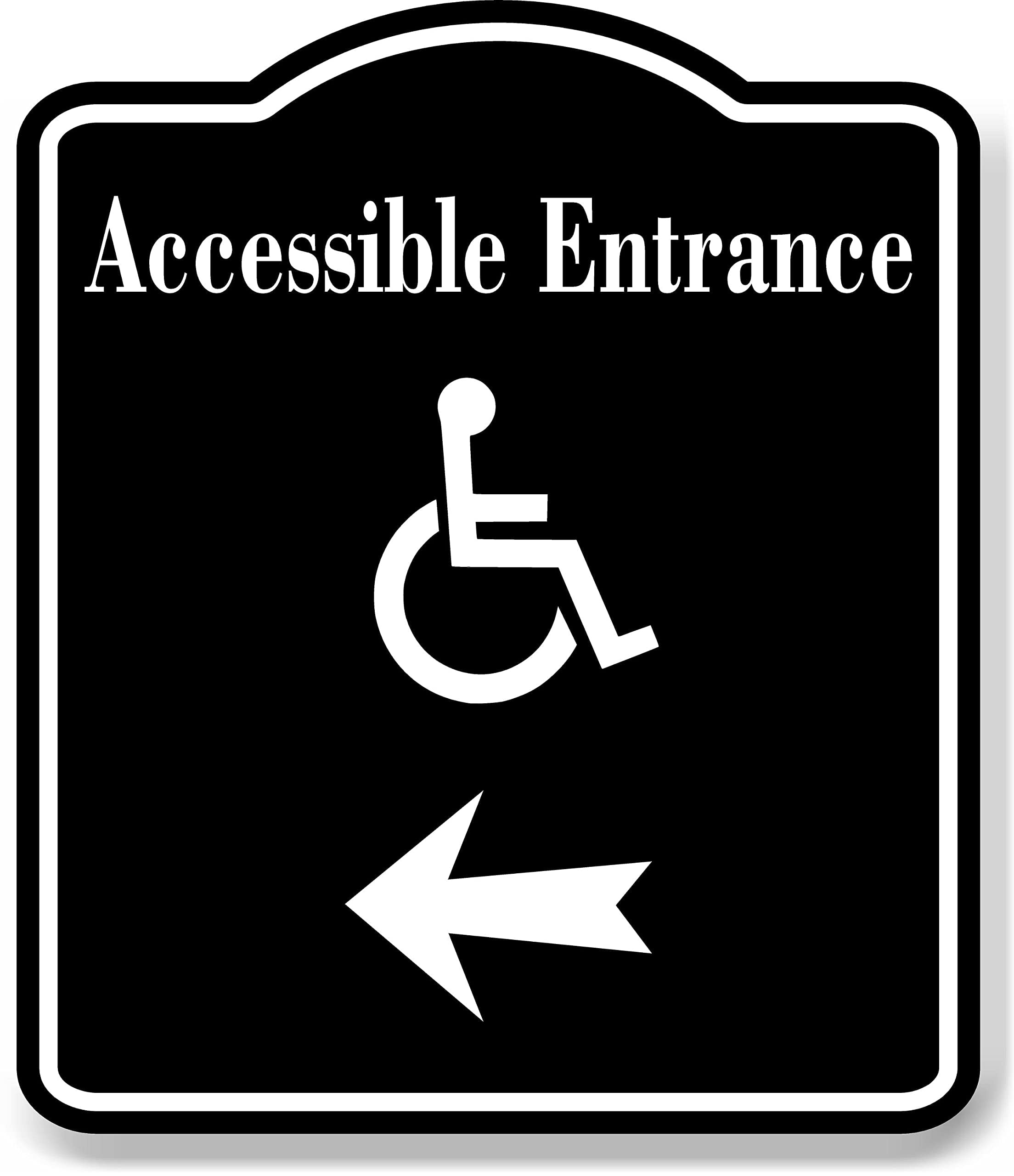 Accessible Entrance Handicap Left Arrow BLACK Aluminum Composite Sign ...