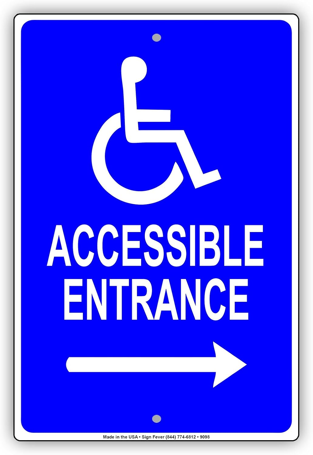 Accessible Entrance Handicap Metal Sign With Right Arrow Road Street ...