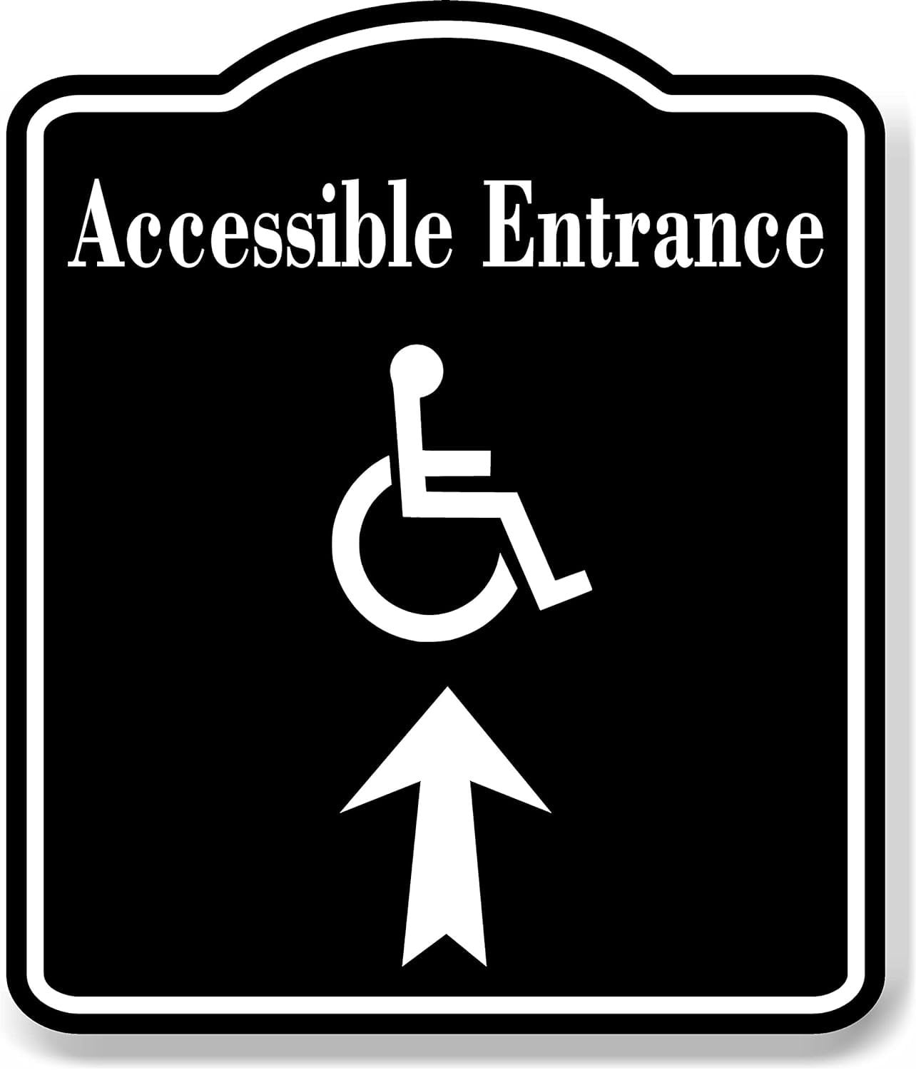 Accessible Entrance Handicap Up Arrow BLACK Aluminum Composite Sign, 8. ...