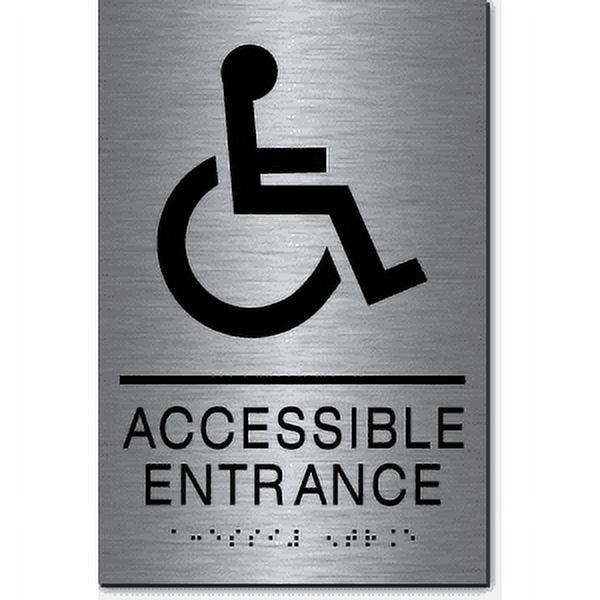 Accessible Entrance Wheelchair Sign-Steel / Black(1 Unit) - Walmart.com