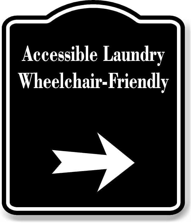 Accessible Laundry Wheelchair Right Arrow BLACK Aluminum Composite Sign ...