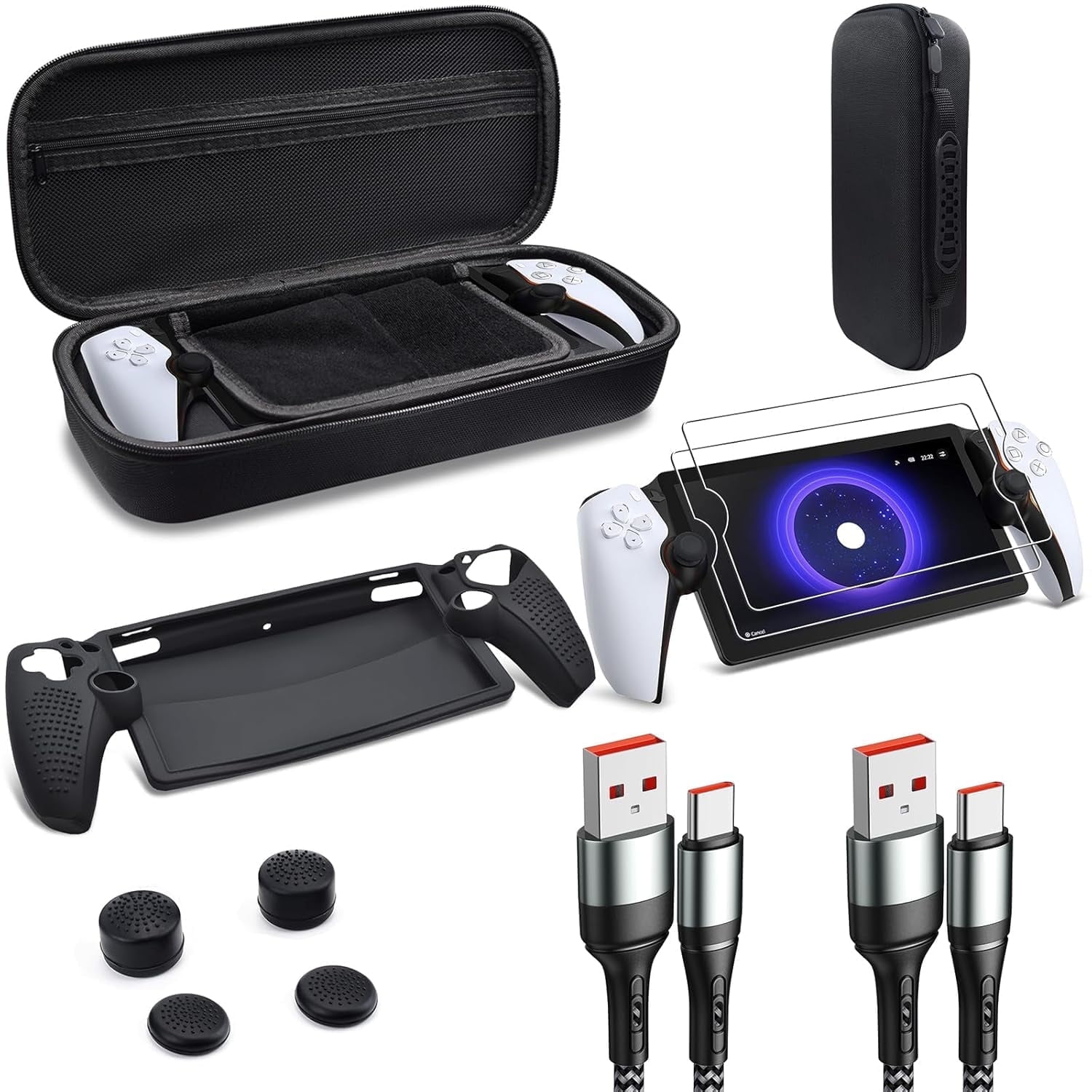 Accessories Bundle for PS Portal, EVA Carrying Case for PS Portal with Silicone Protective Cover ...