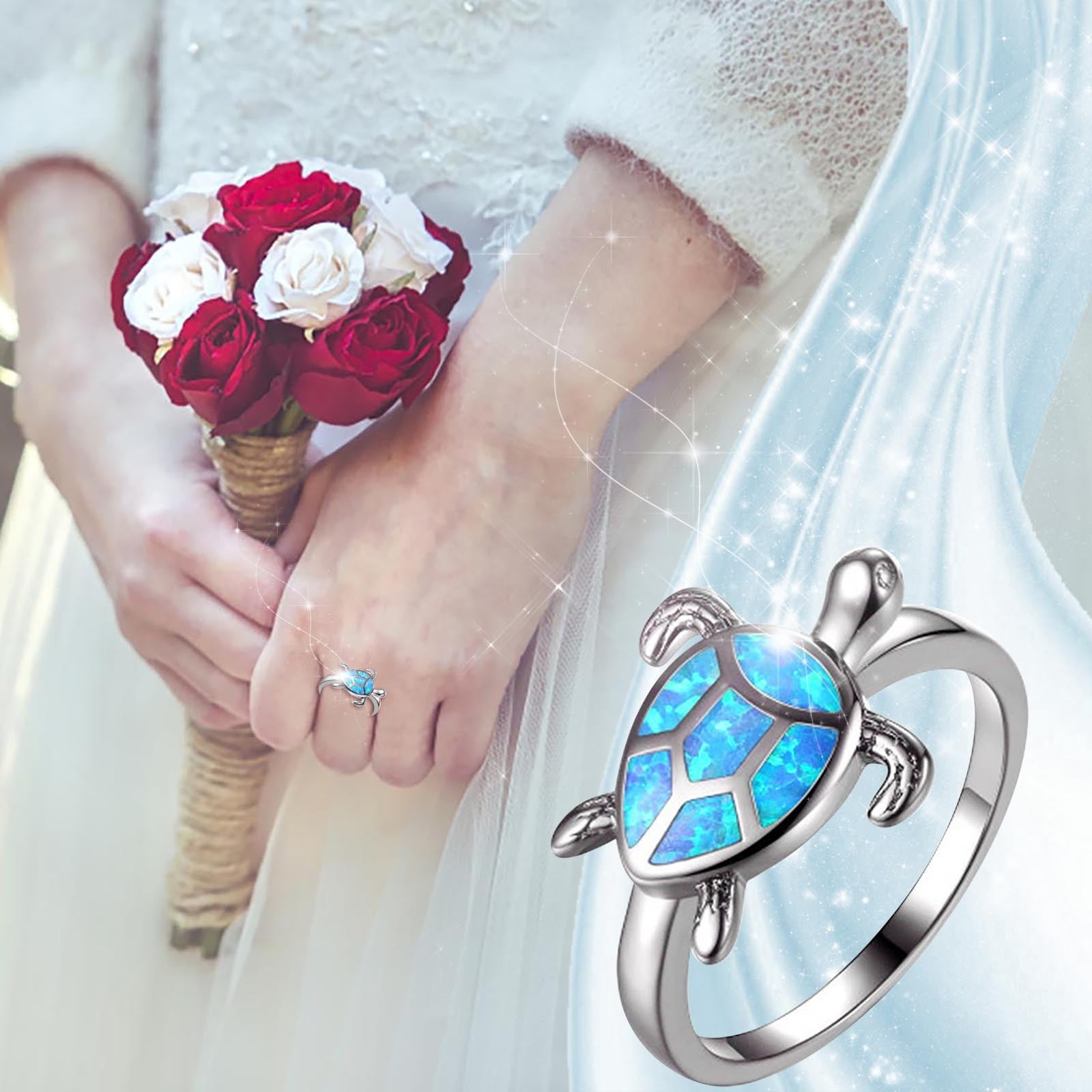 Accessories Must-Have！ under to $5，Niahfd Ring Fashion Turtle Inlay ...